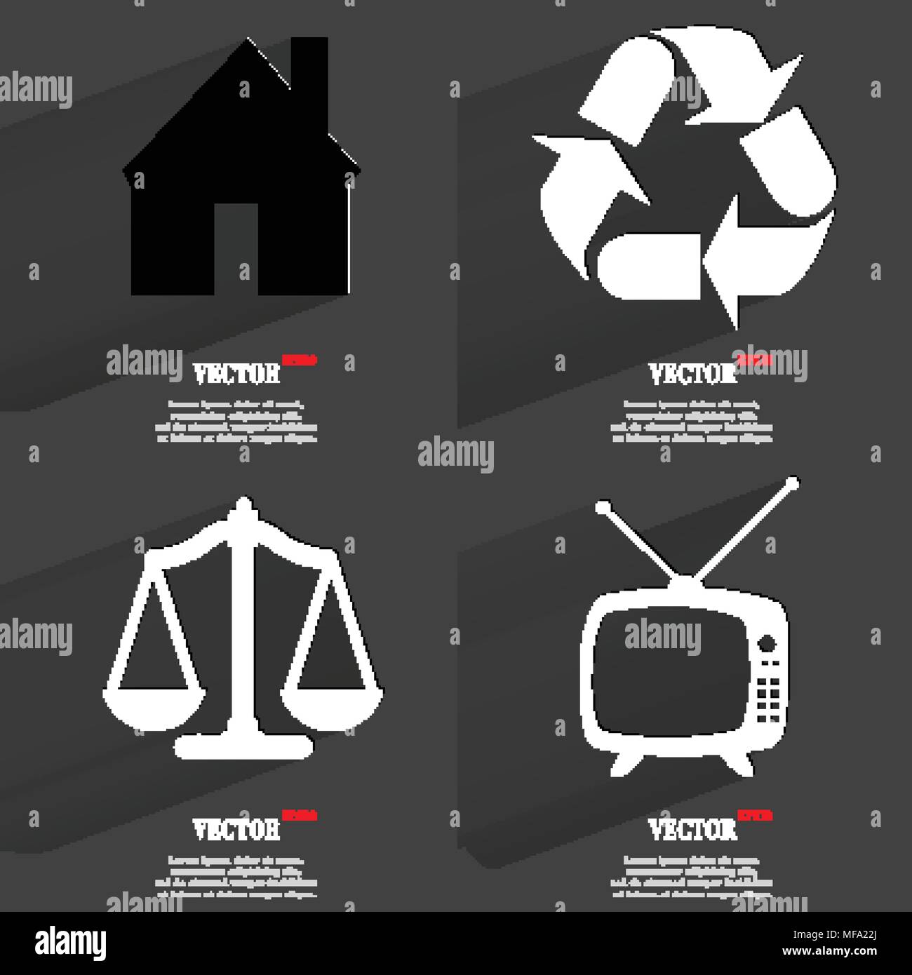 Set of icons. Collection of symbols. Modern Flat web design with long shadow and space for your ...