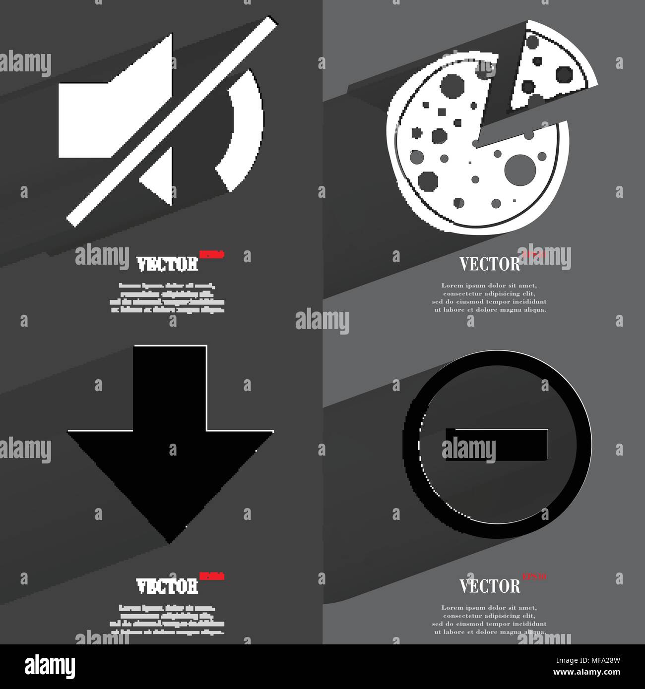 Set of icons. Collection of symbols. Modern Flat web design with long ...