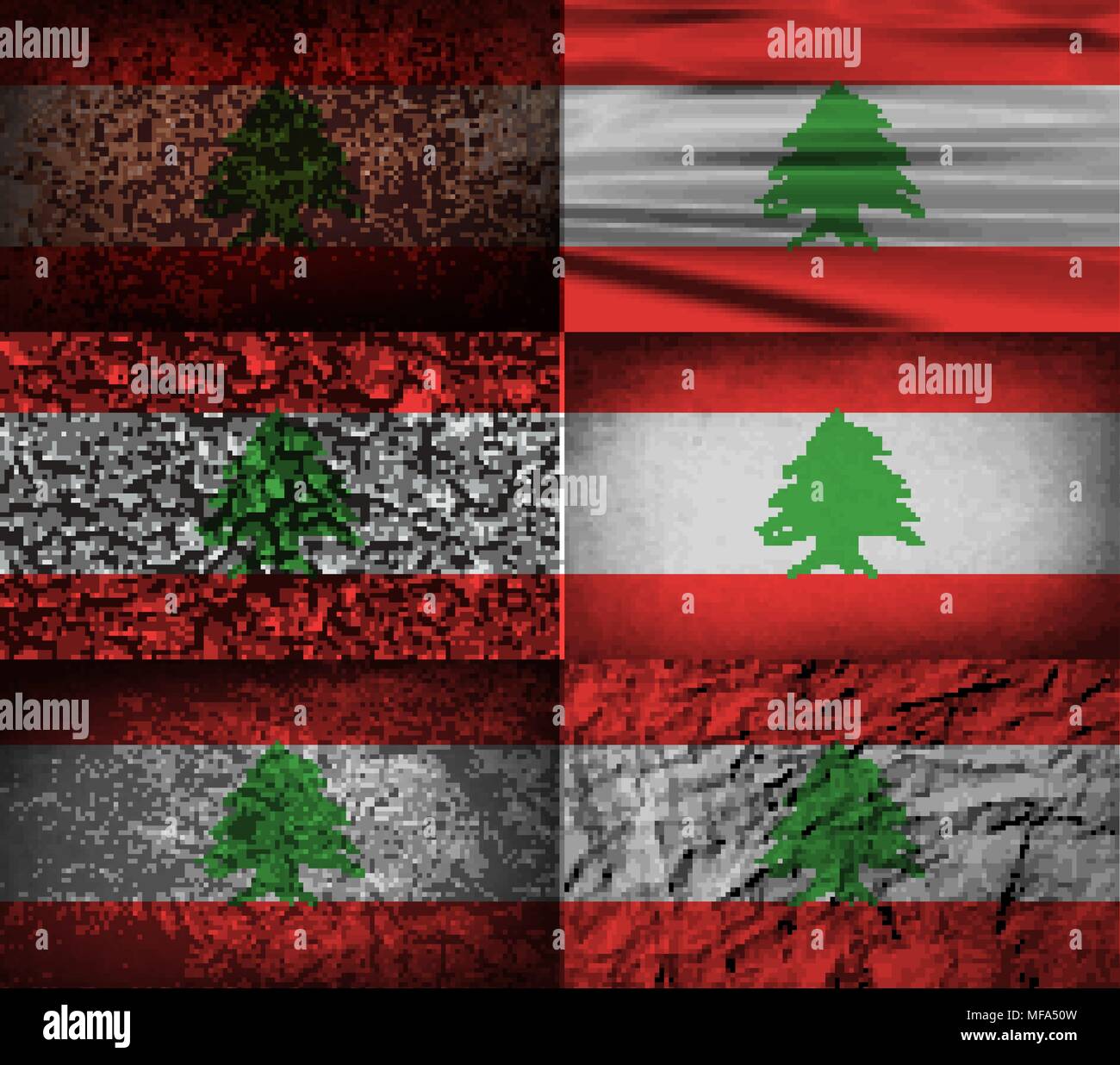 Flag of Lebanon with old texture. Vector illustration Stock Vector ...