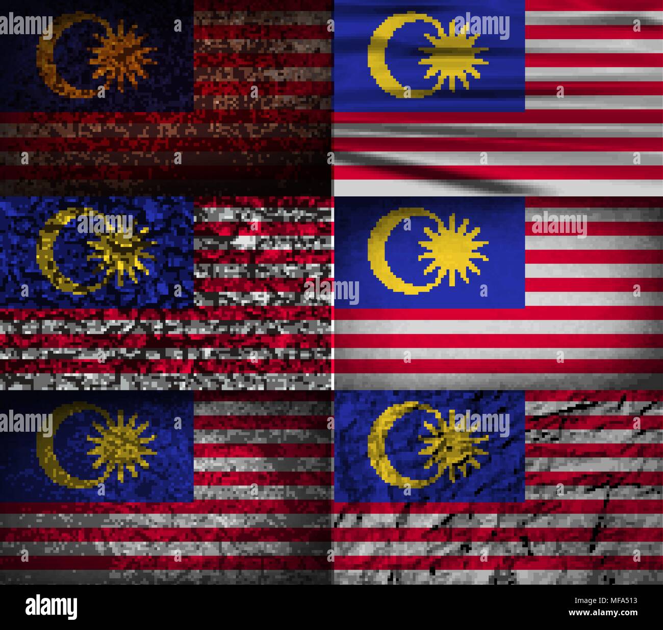 Flag of Malaysia with old texture. Vector illustration Stock Vector ...