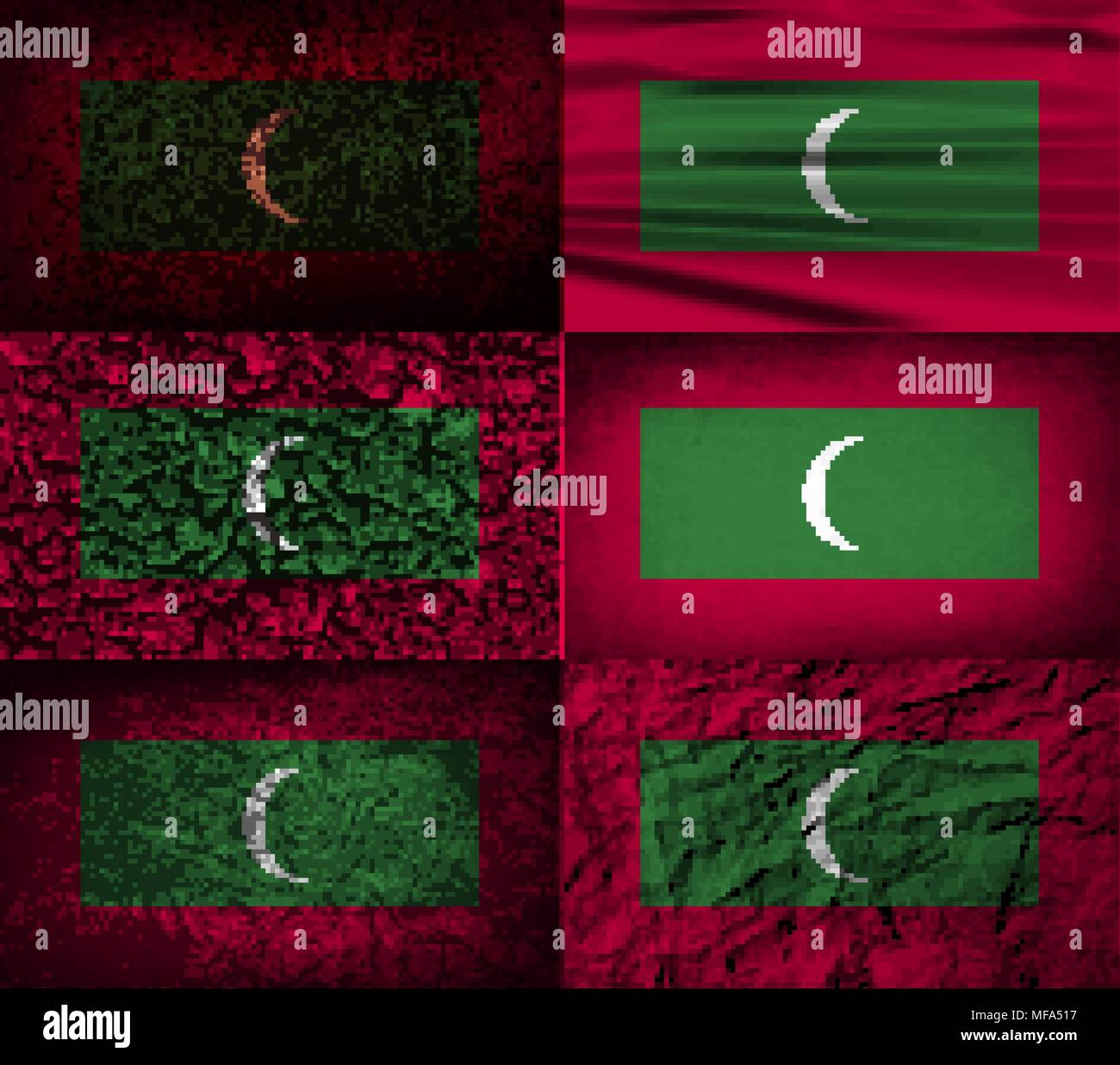 Flag of Maldives with old texture. Vector illustration Stock Vector ...
