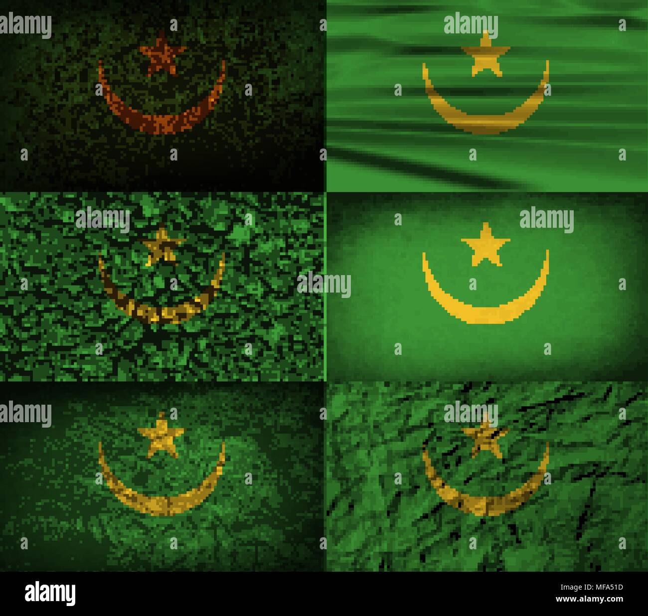 Flag Of Mauritania With Old Texture Vector Illustration Stock Vector