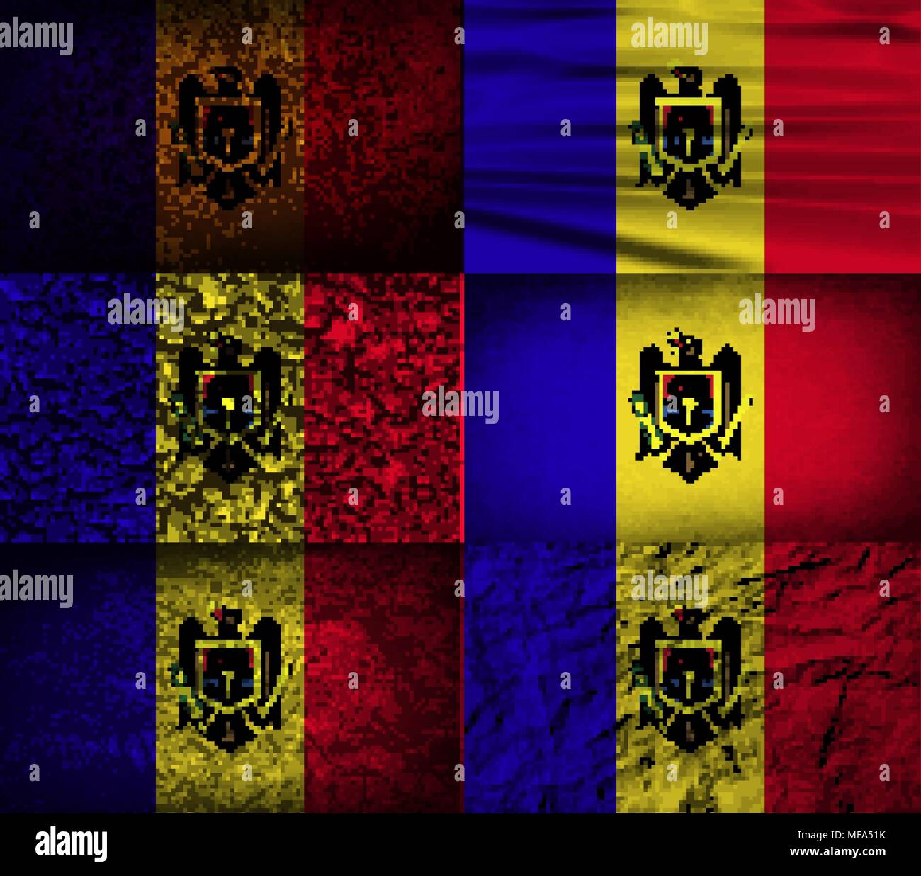 Flag of Moldova with old texture. Vector illustration Stock Vector ...
