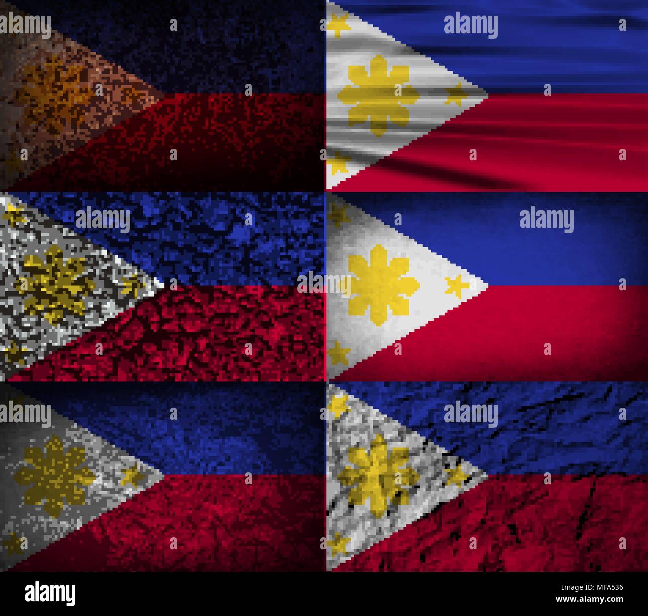 Flag of Philippiines with old texture. Vector illustration Stock Vector ...