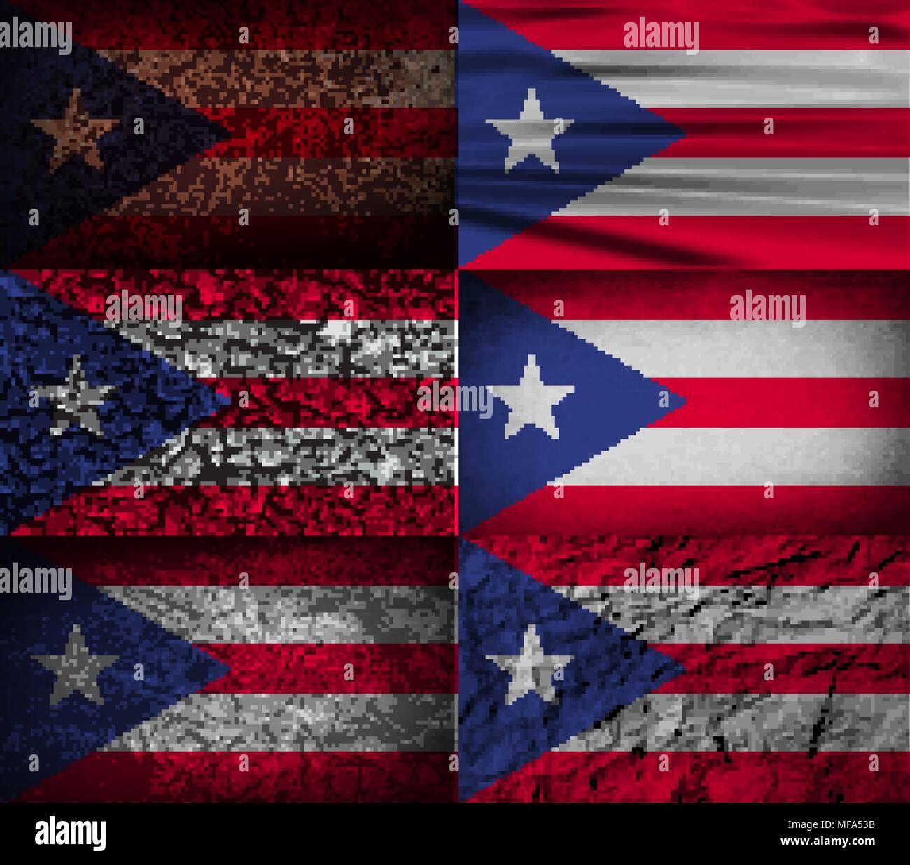 Flag of Puerto Rico with old texture. Vector illustration Stock Vector ...