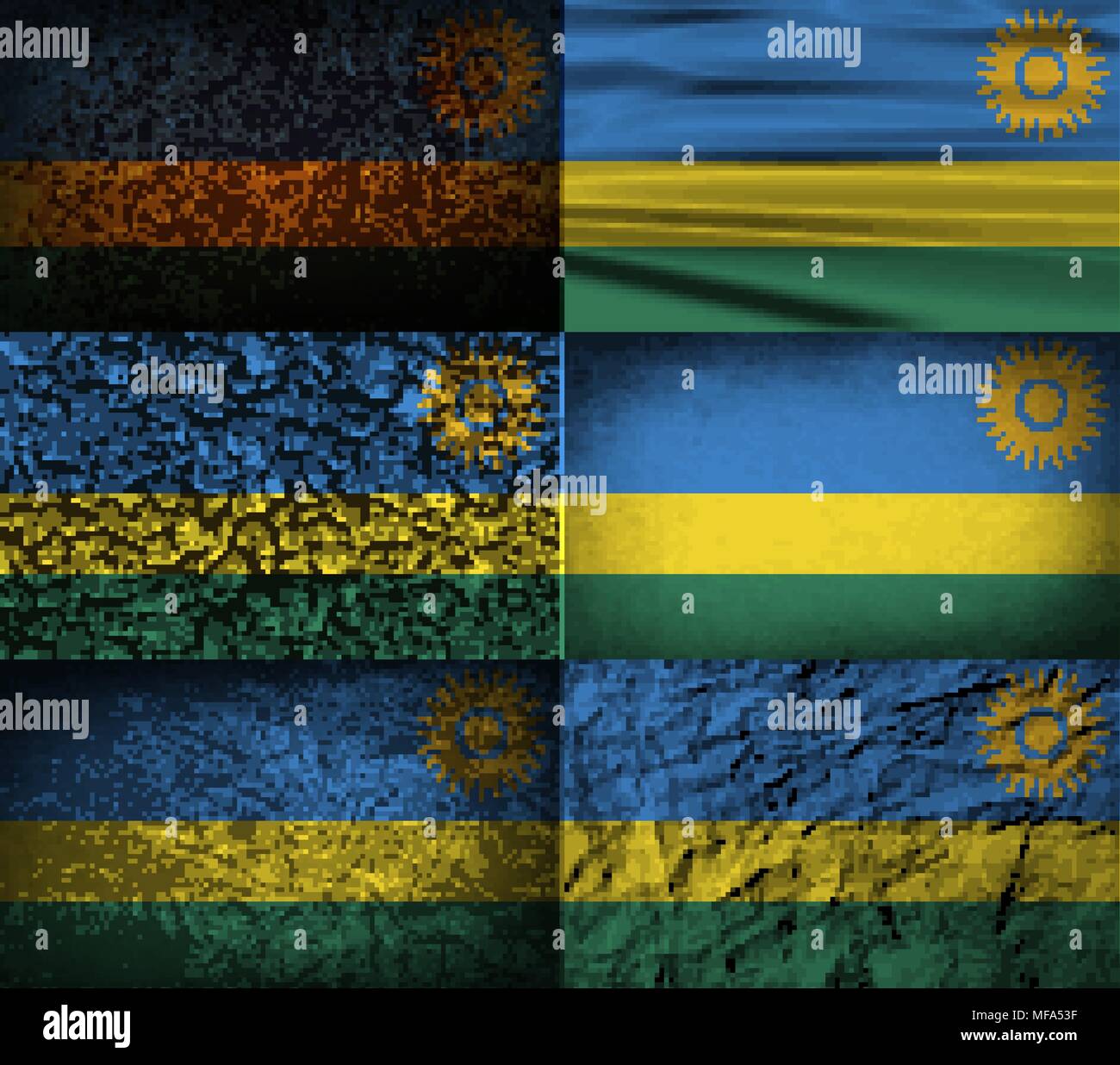 Flag of Rwanda with old texture. Vector illustration Stock Vector Image ...