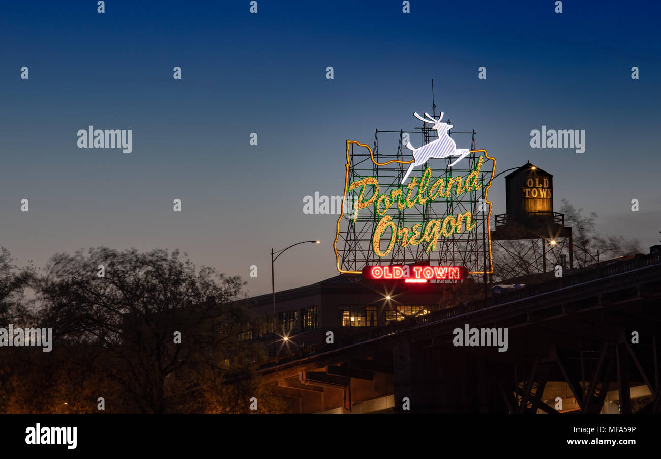 Portland oregon white stag sign hi-res stock photography and images - Alamy