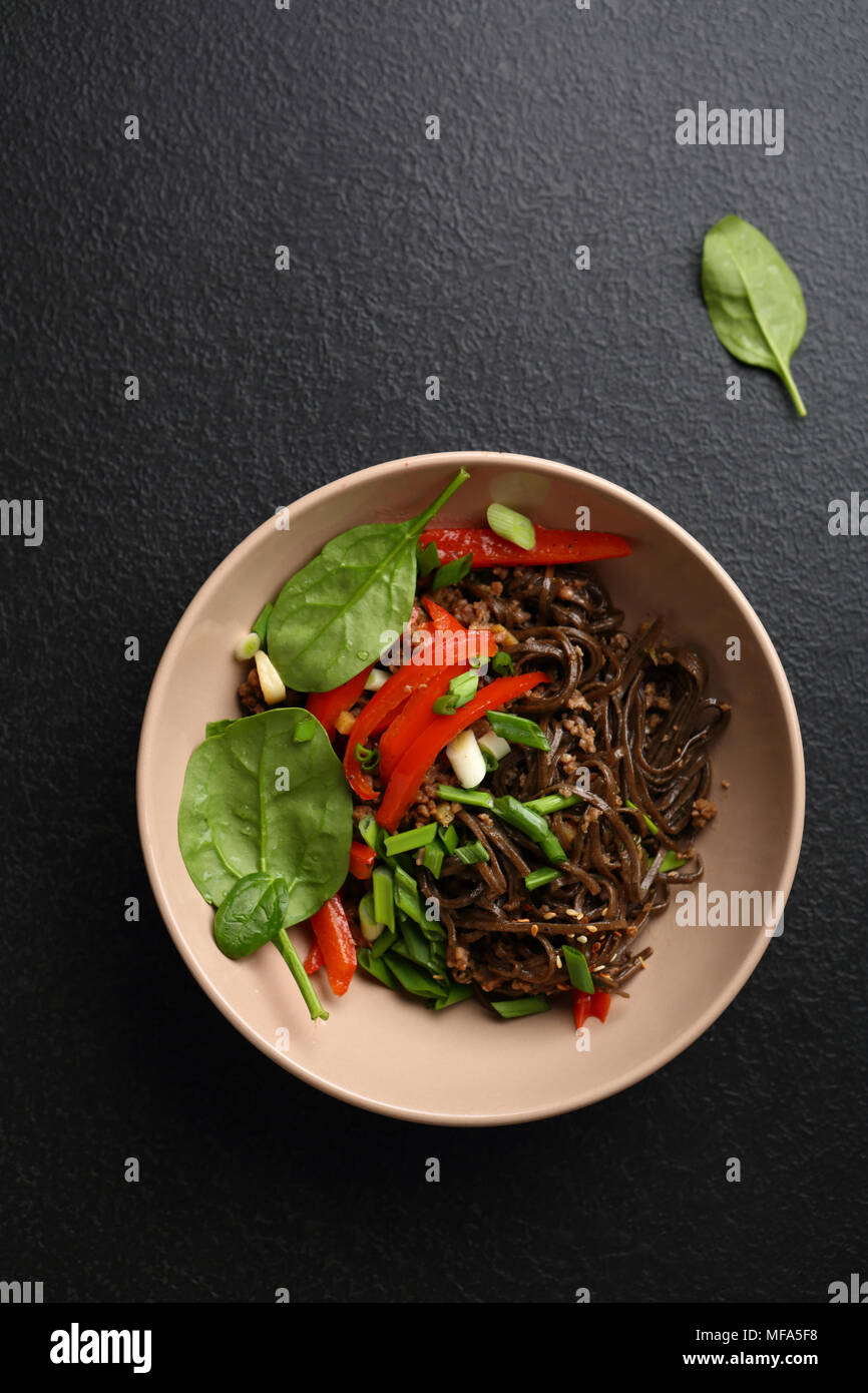 Soba noodles top view Stock Photo - Alamy