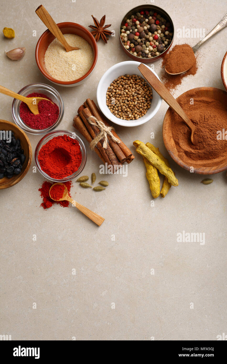 Organic and flavor spice background Stock Photo - Alamy