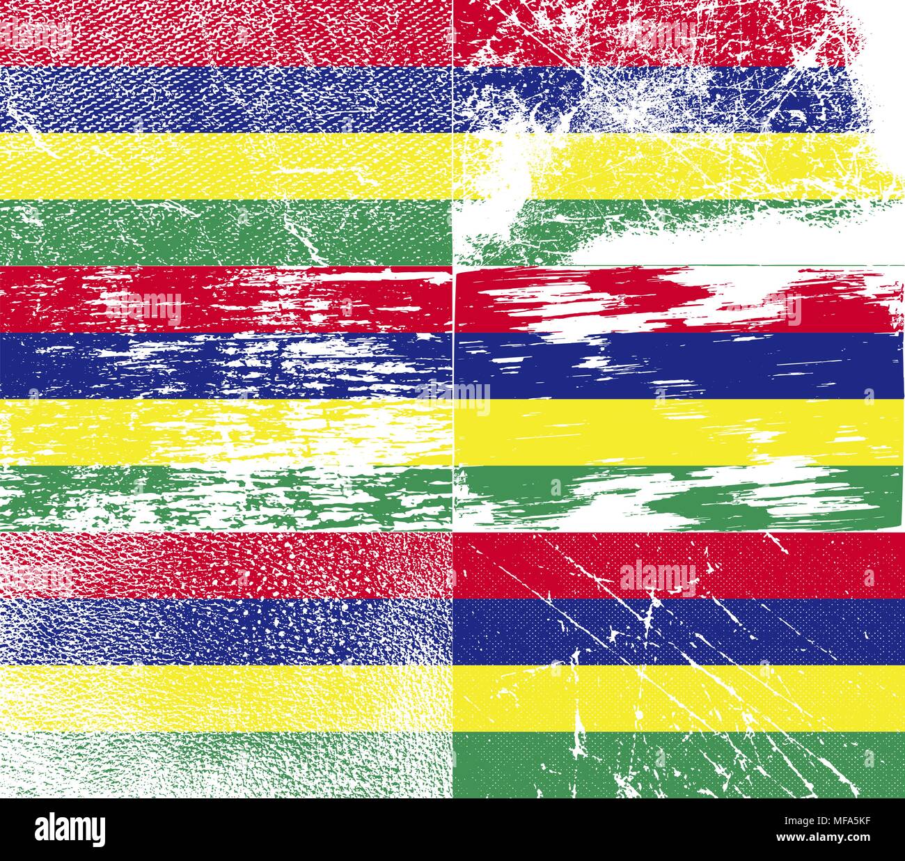 Flag of Mauritius with old texture. Vector illustration Stock Vector ...