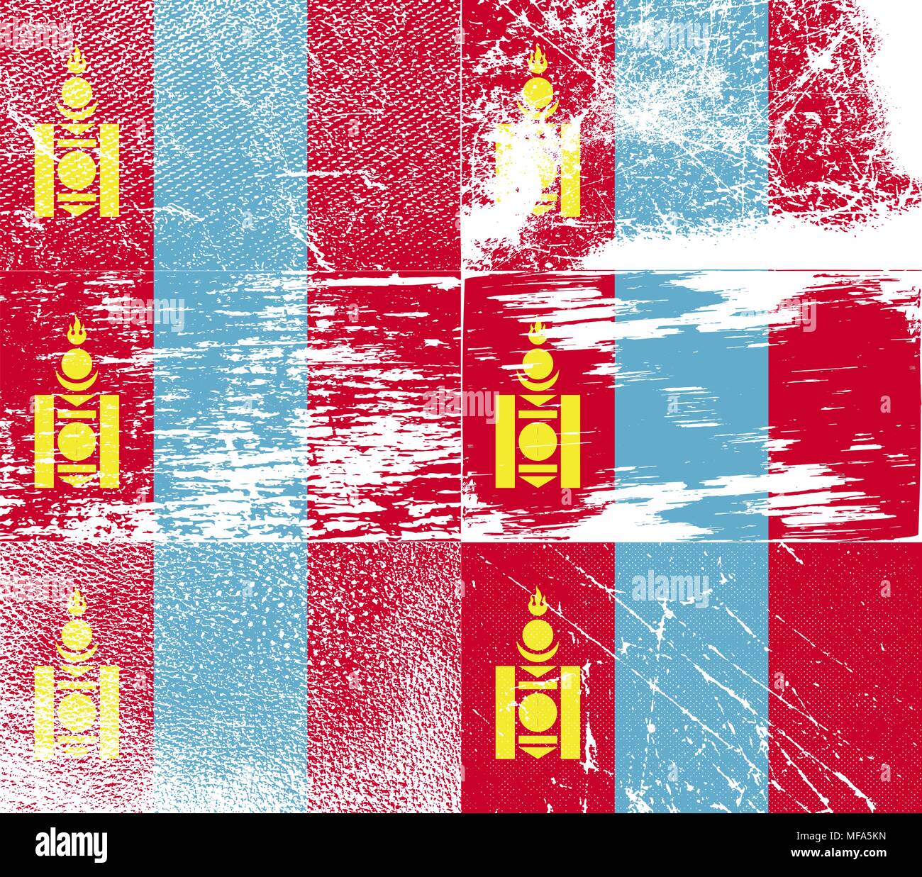 Flag of Mongolia with old texture. Vector illustration Stock Vector ...