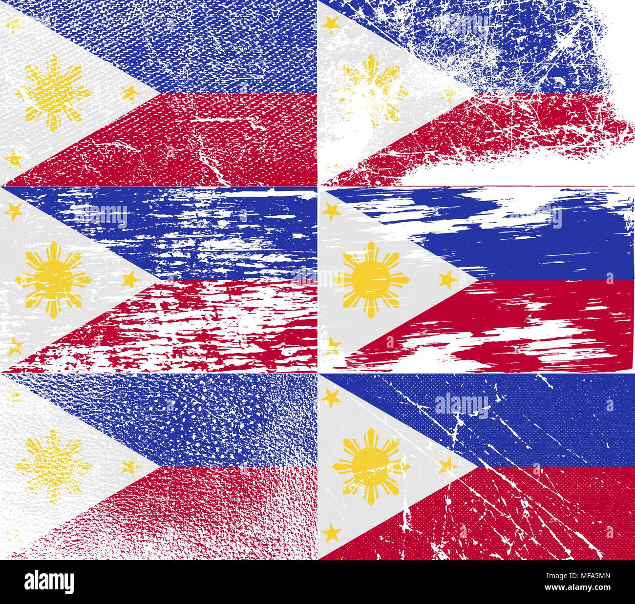 Flag of Philippiines with old texture. Vector illustration Stock Vector ...