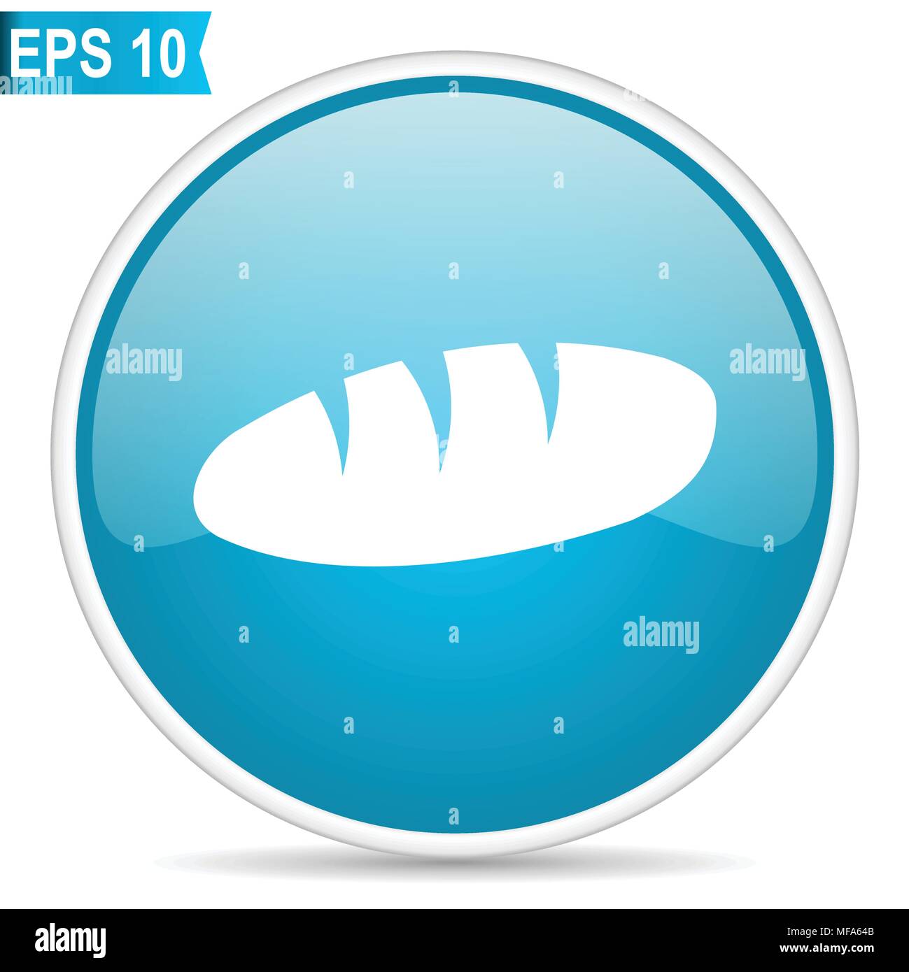 Bread blue glossy round vector icon in eps 10. Editable modern design ...