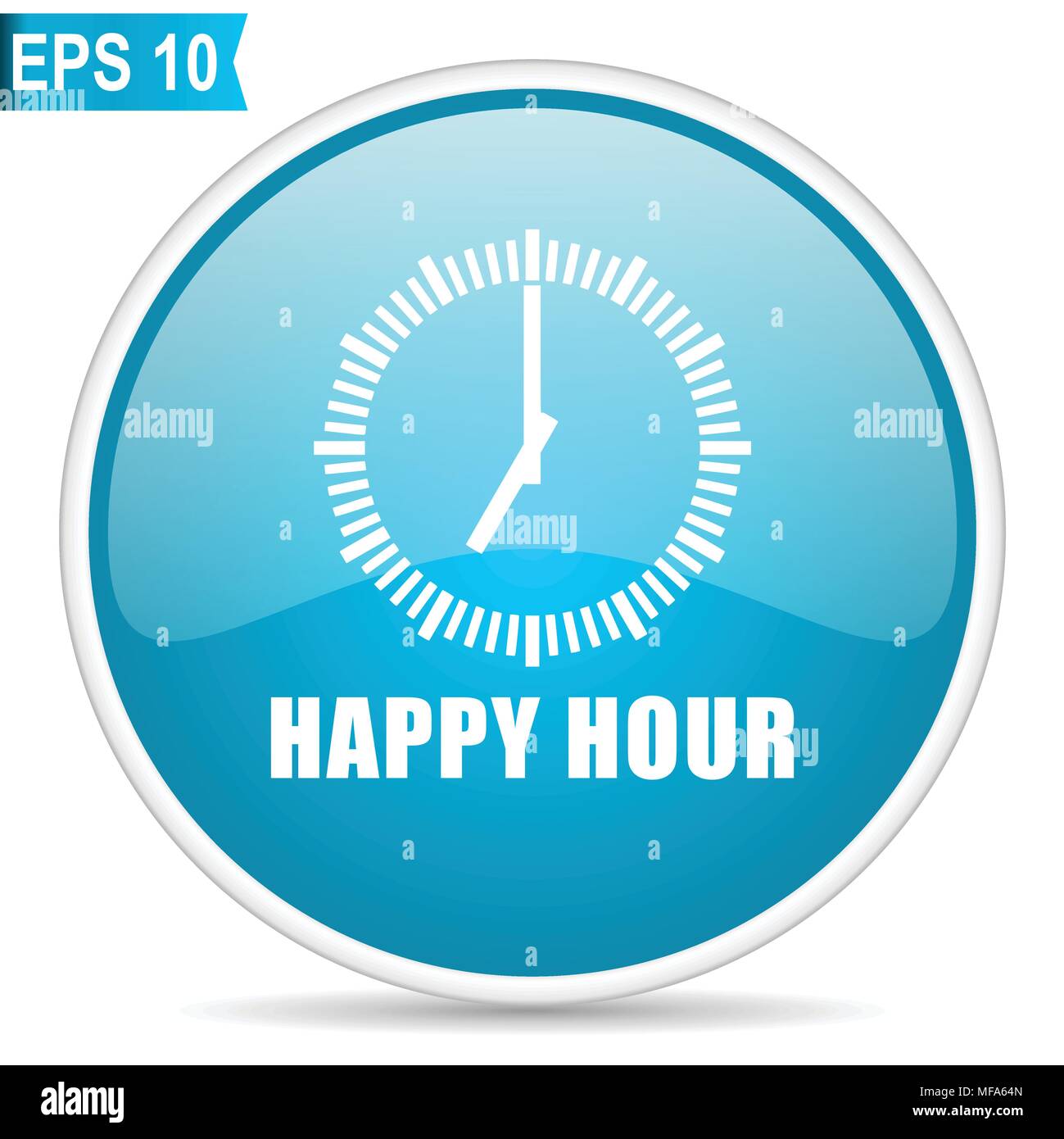 Happy hour blue glossy round vector icon in eps 10. Editable modern ...