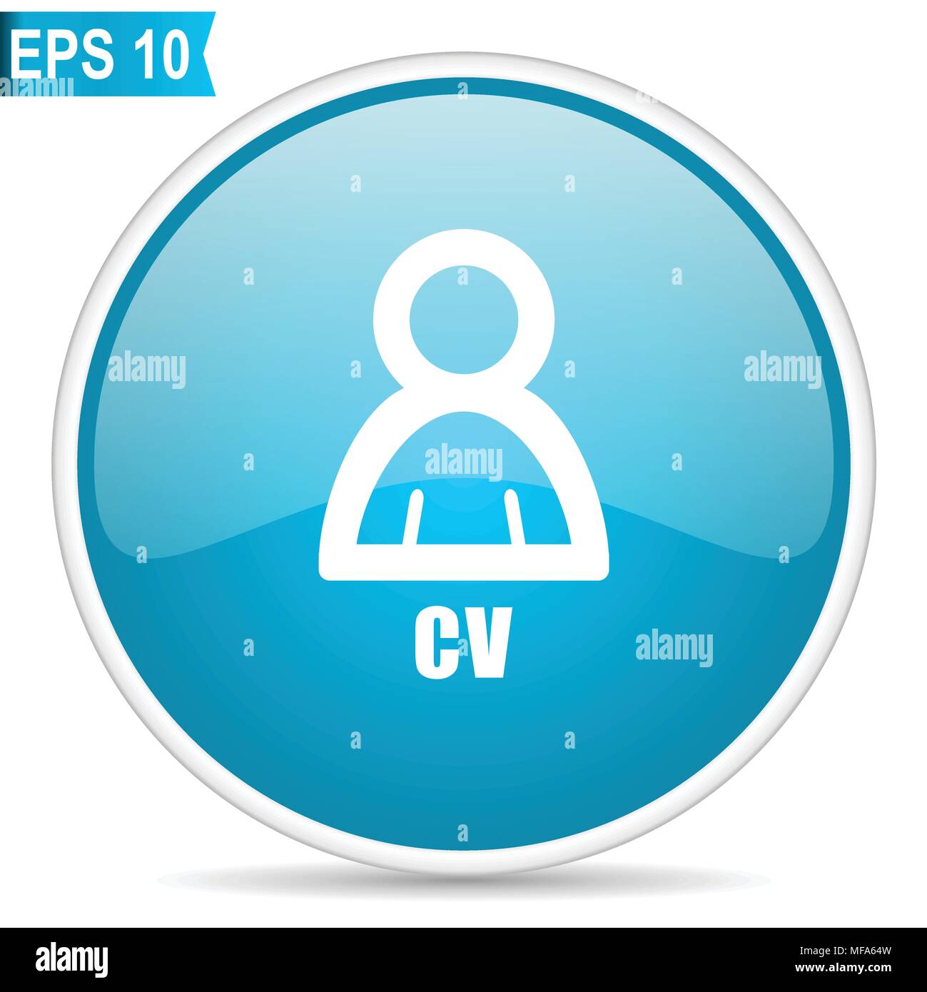Cv blue glossy round vector icon in eps 10. Editable modern design ...