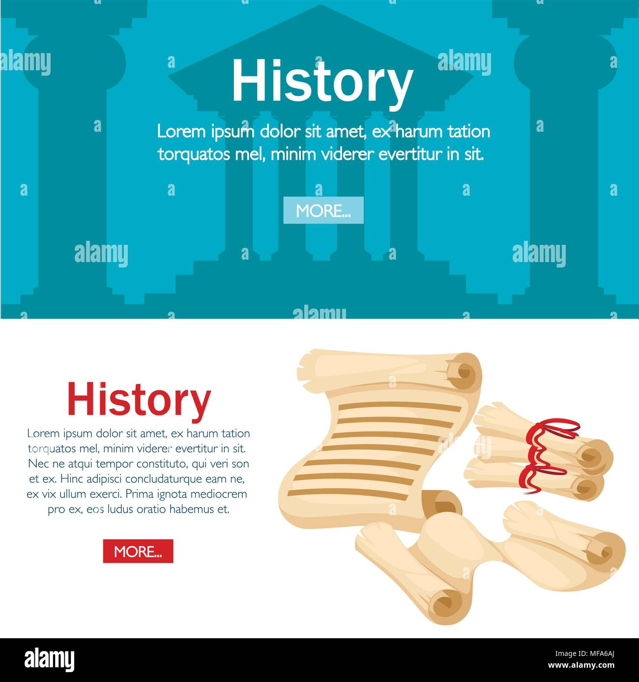 Ancient scroll illustration. Papyrus scroll with red ribbon. Rolled and ...