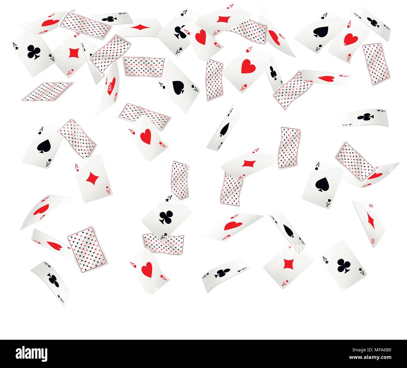 Set of ace playing cards. Falling playing cards. Back side design ...