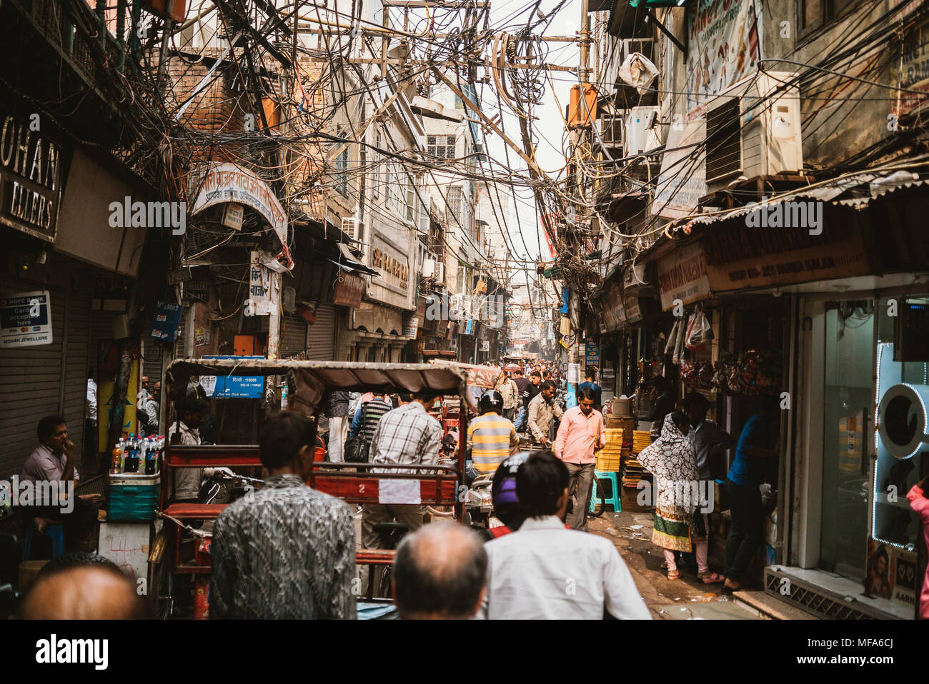 Crowded busy street in Delhi India Stock Photo - Alamy
