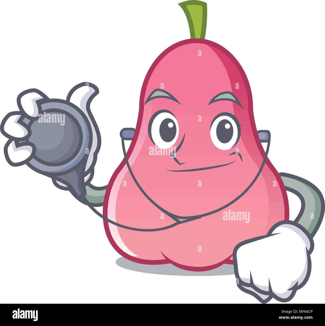 Doctor red apple cartoon mascot, character cute vector illustration ...