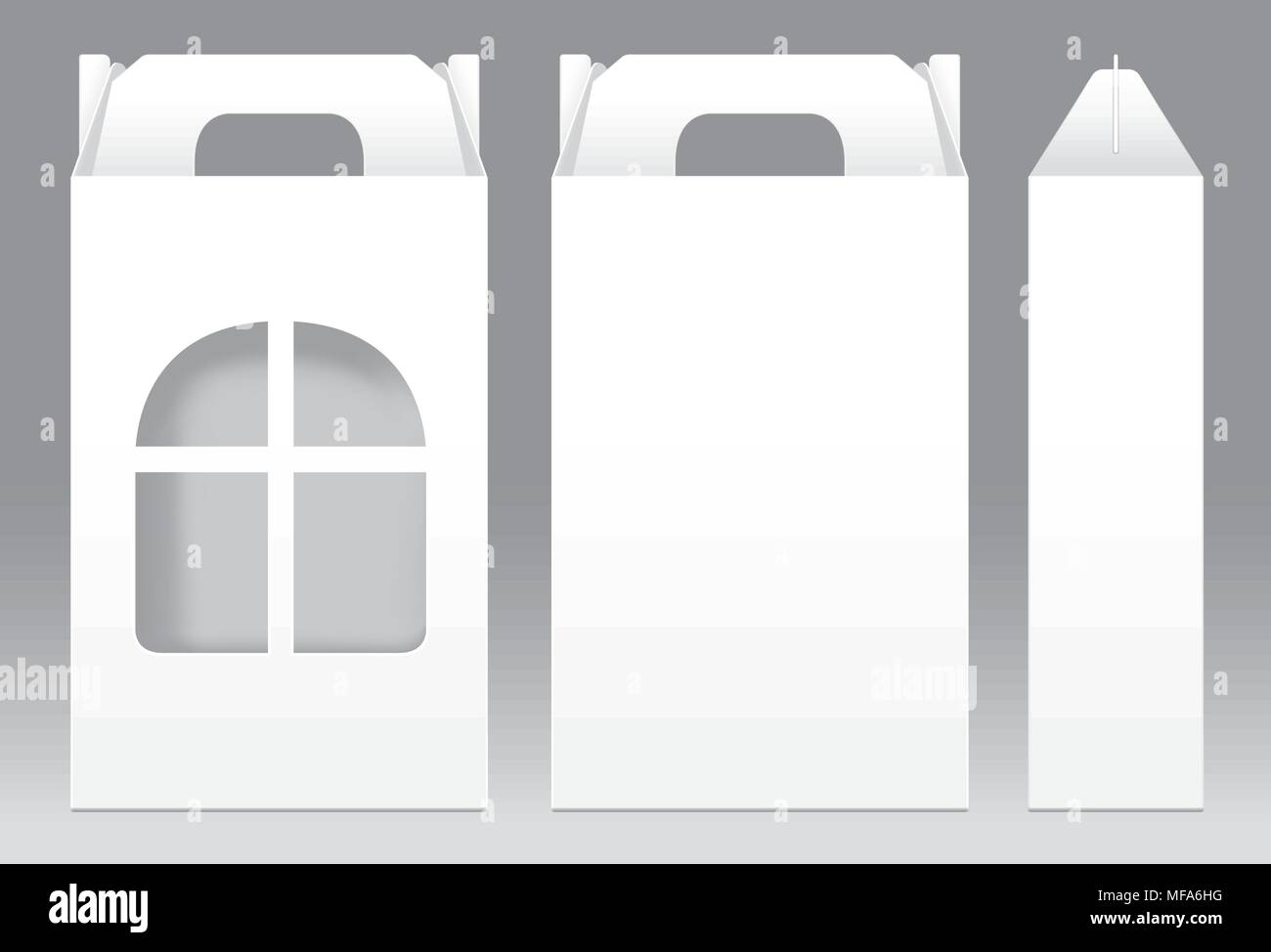Tall Box White window shape cut out Packaging Template blank. Empty Box ...