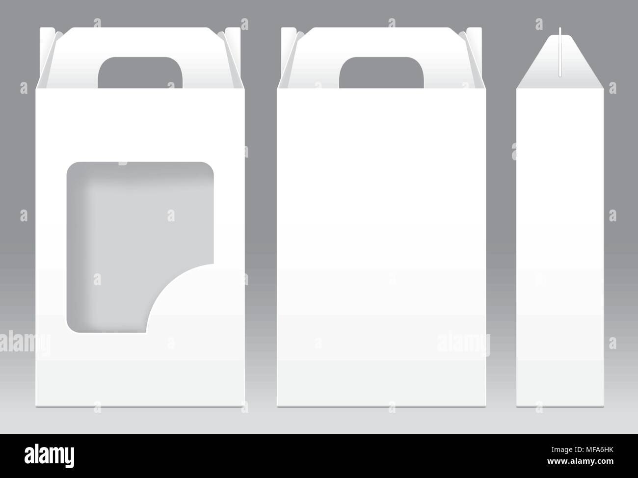 Tall Box White window shape cut out Packaging Template blank. Empty Box ...