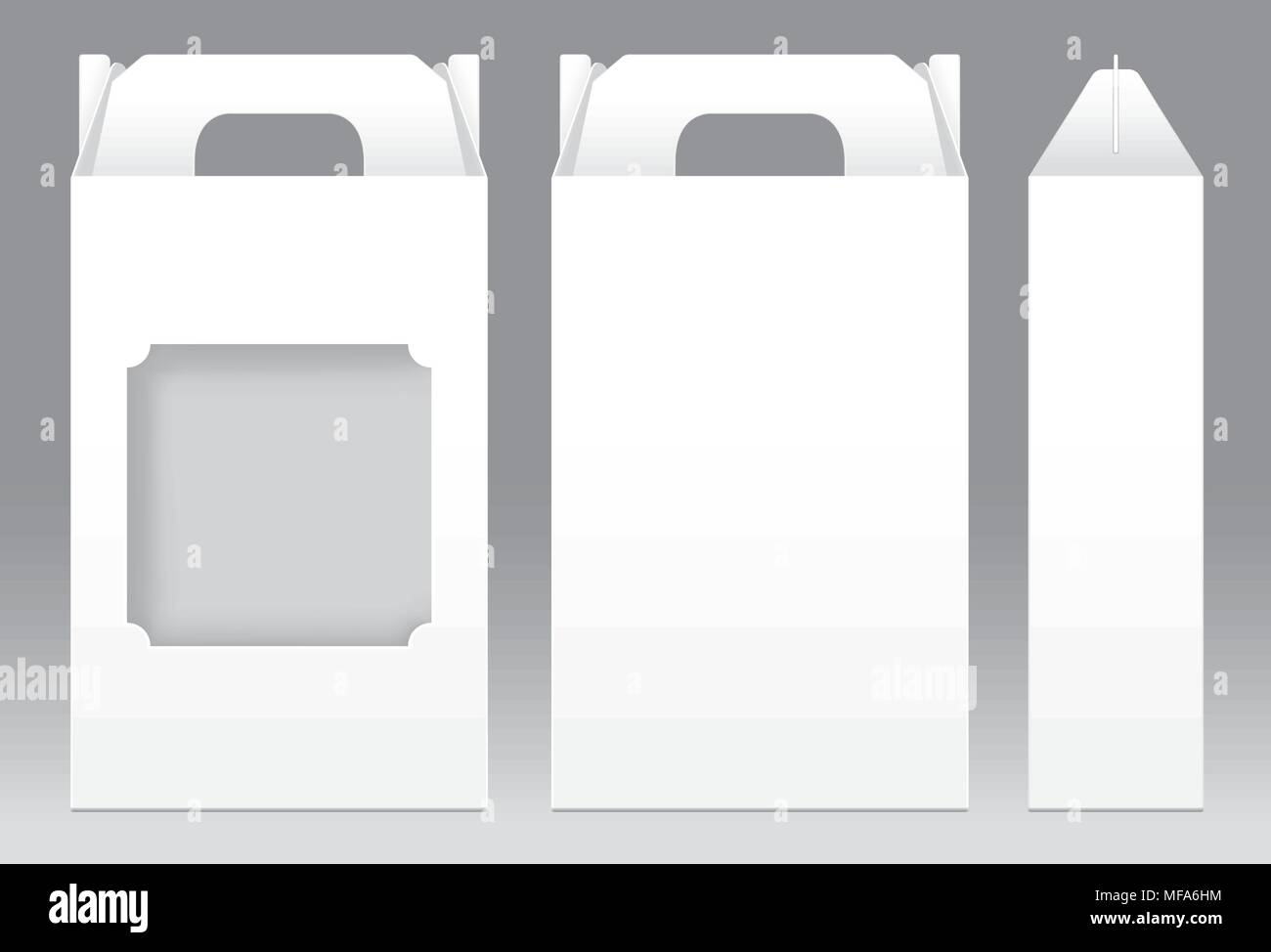 Tall Box White window shape cut out Packaging Template blank. Empty Box ...
