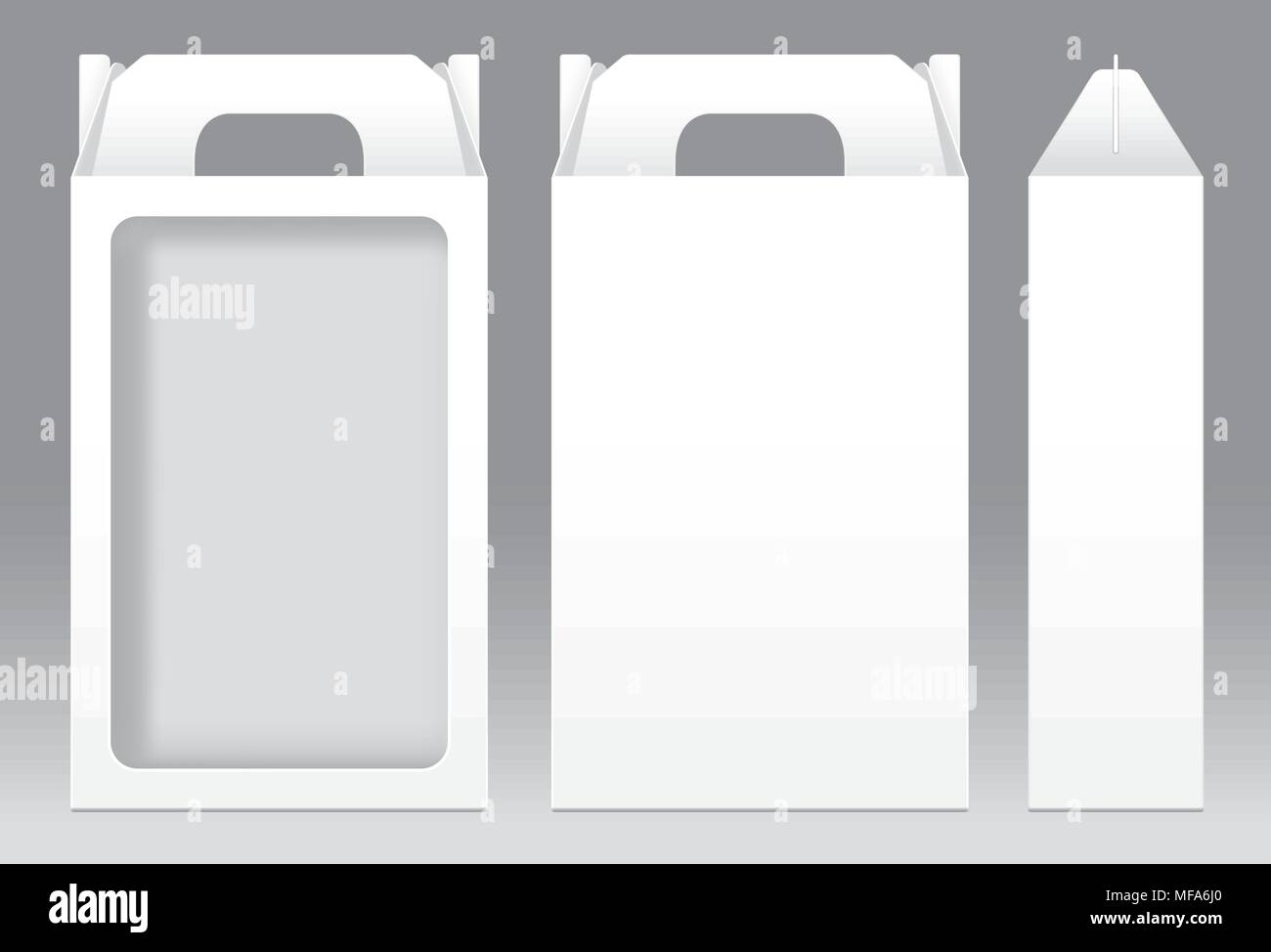 Tall Box White window shape cut out Packaging Template blank. Empty Box ...