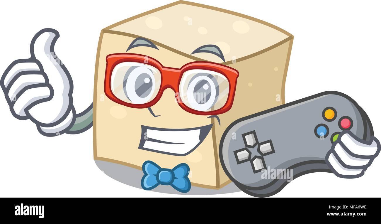 Gamer tofu mascot cartoon style Stock Vector Image & Art - Alamy