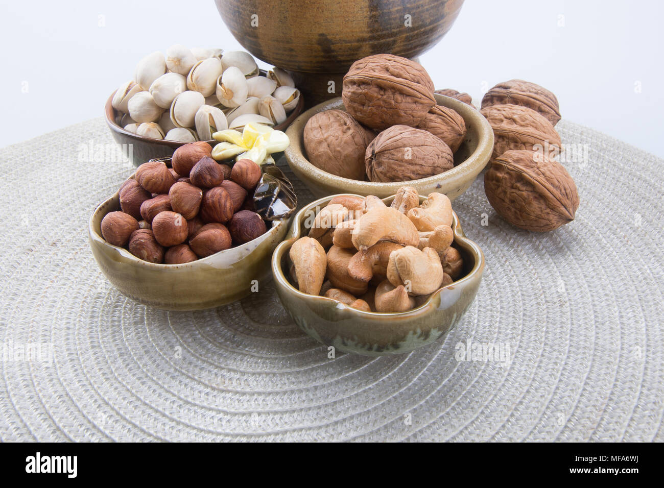 nuts. mixed nuts on background Stock Photo - Alamy
