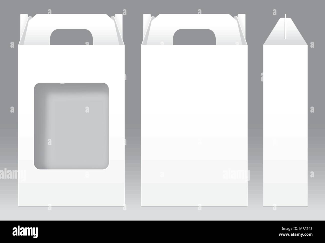 Tall Box White window shape cut out Packaging Template blank. Empty Box ...
