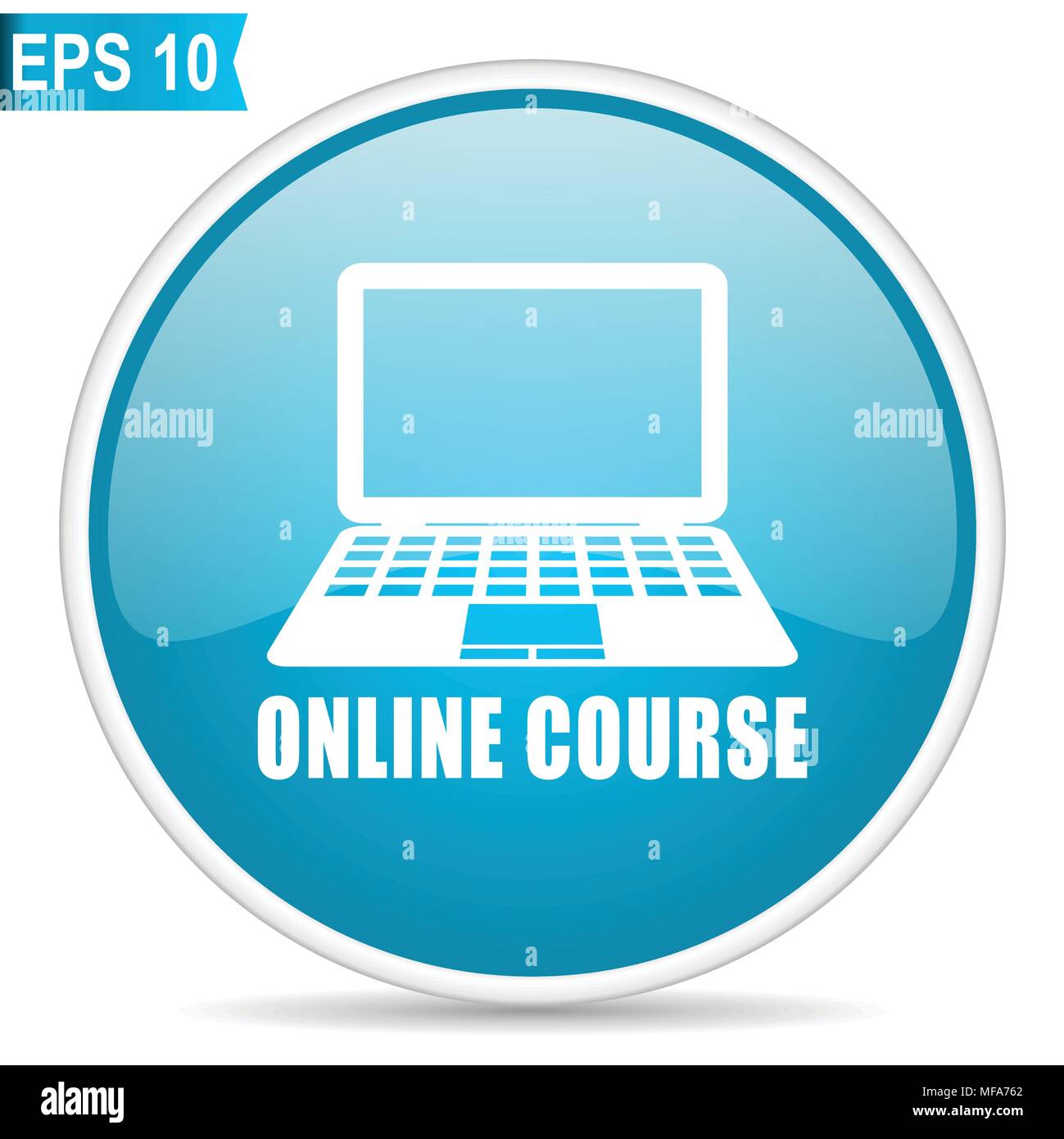 Online course blue glossy round vector icon in eps 10. Editable modern ...