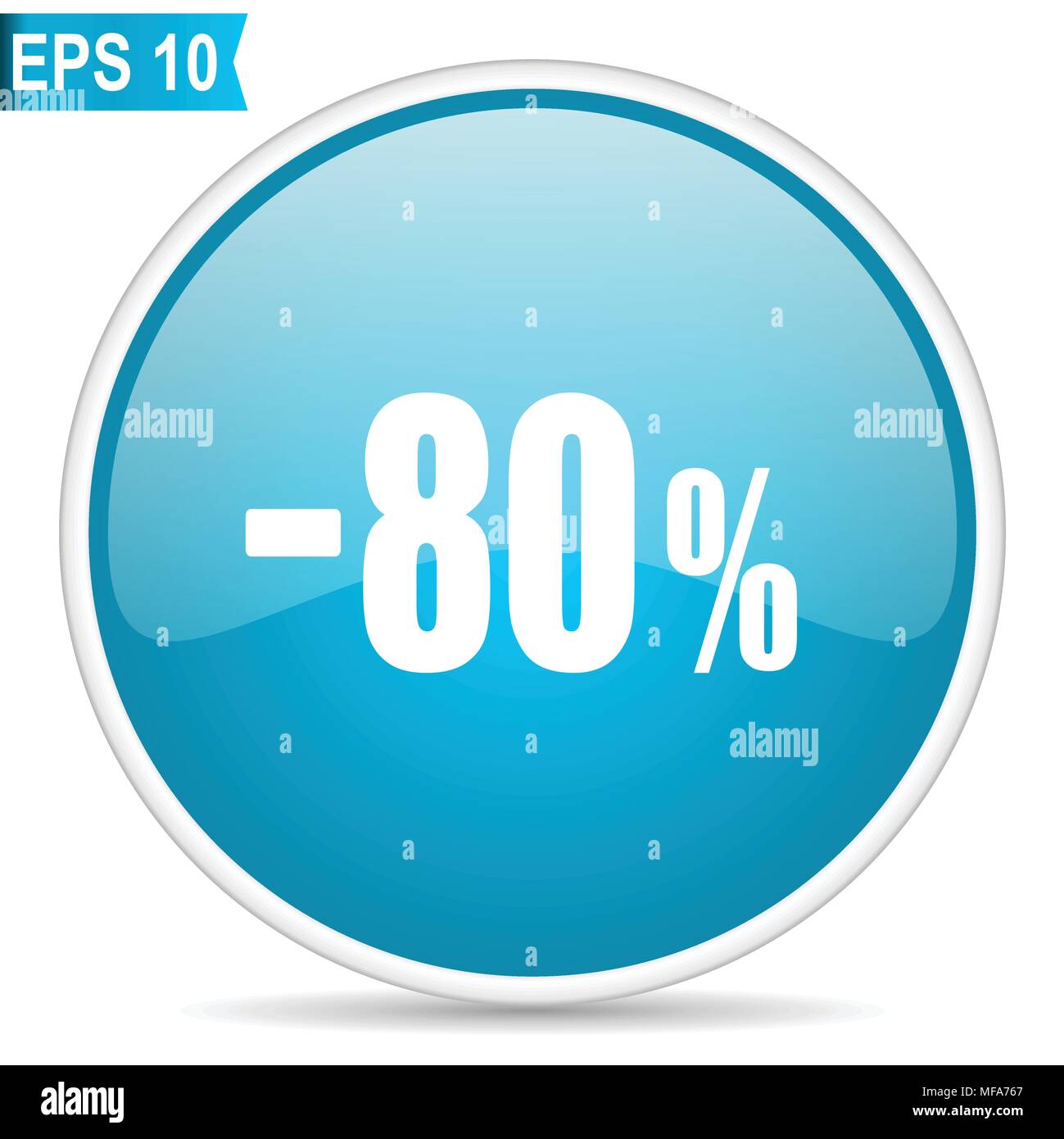 80 percent sale retail blue glossy round vector icon in eps 10 ...