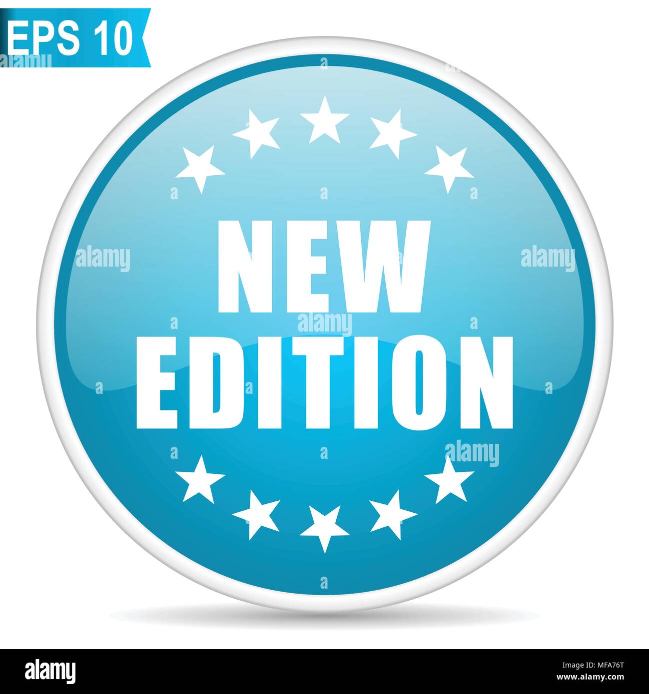 New edition blue glossy round vector icon in eps 10. Editable modern ...