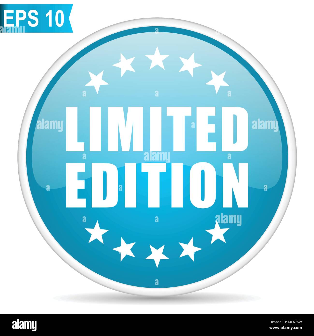 Limited edition blue glossy round vector icon in eps 10. Editable ...