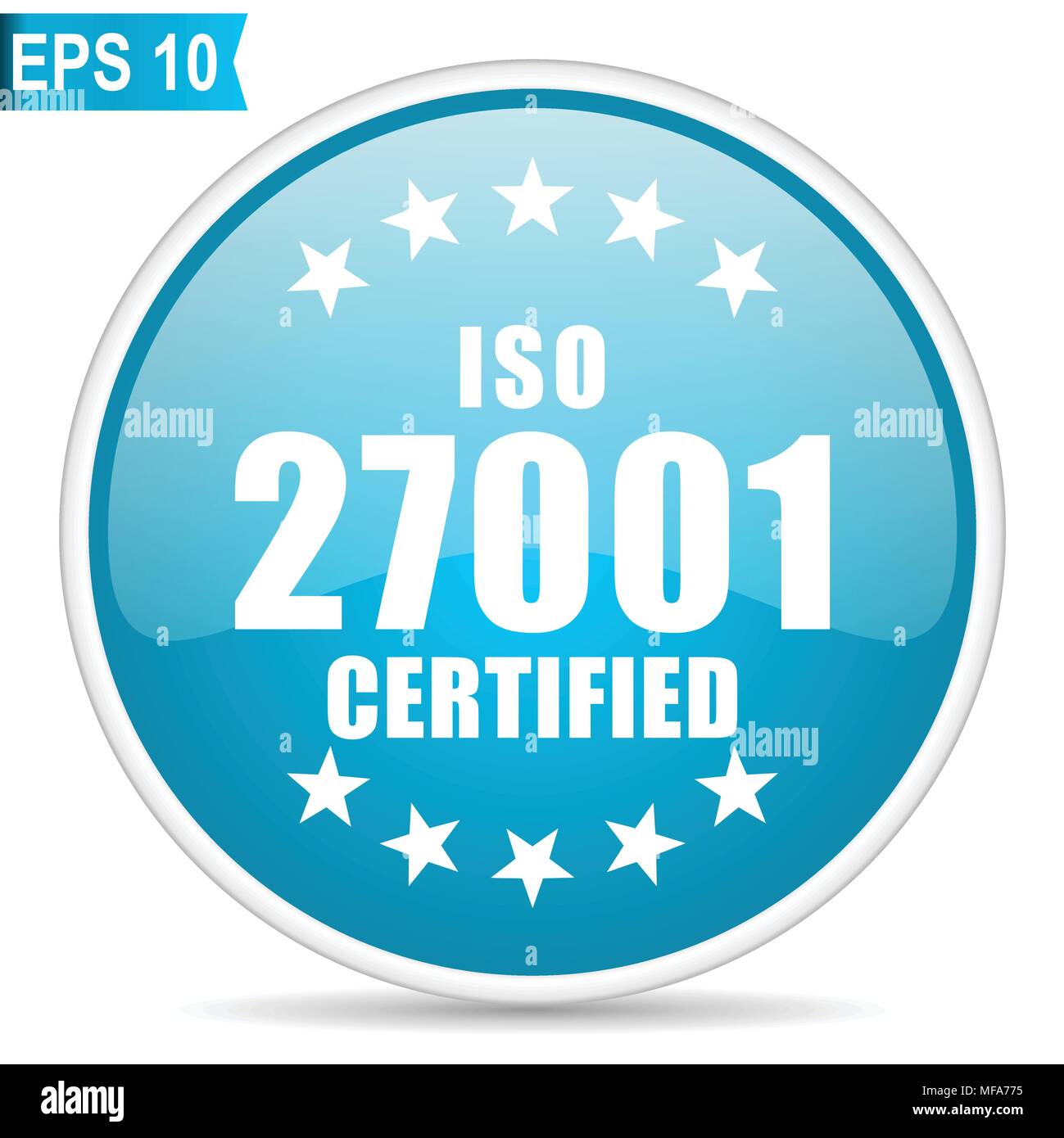 Iso 27001 blue glossy round vector icon in eps 10. Editable modern ...