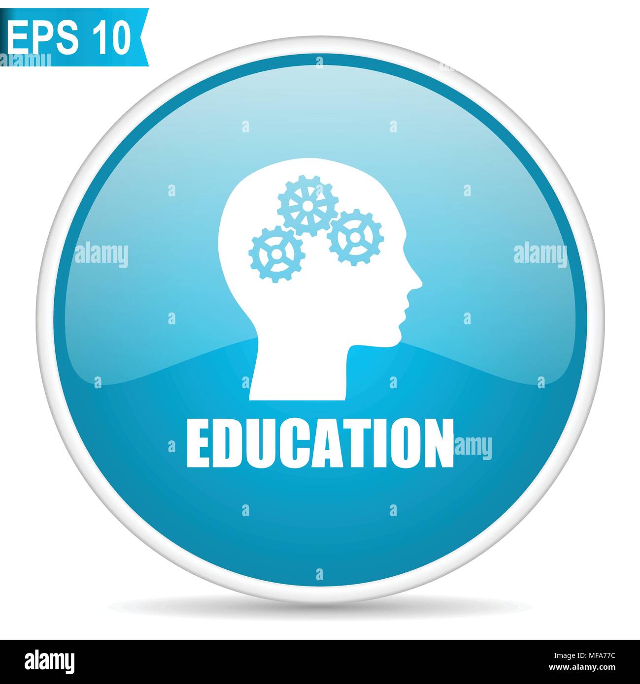 Education blue glossy round vector icon in eps 10. Editable modern ...