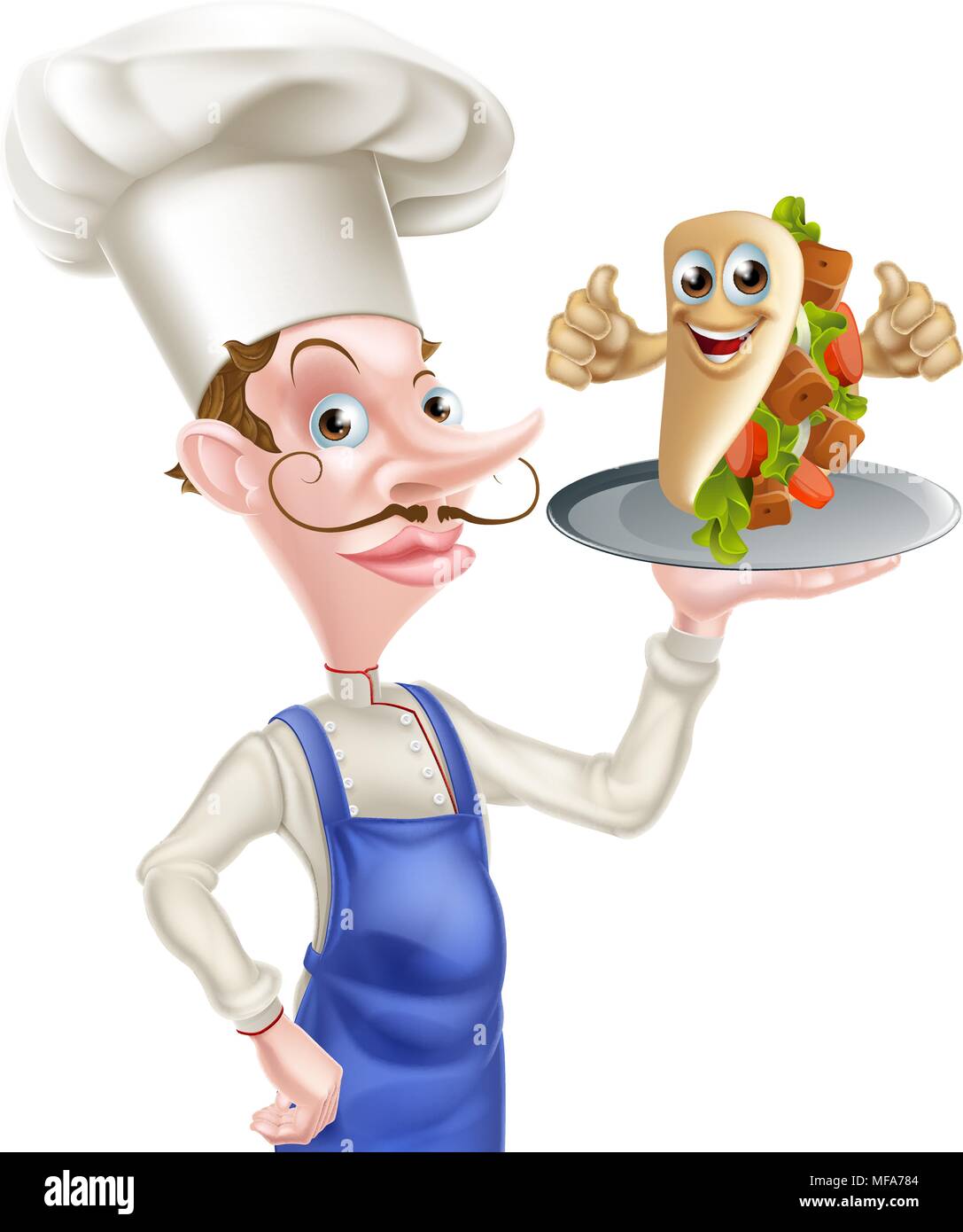 Cartoon Chef holding Kebab Mascot Stock Vector Image & Art - Alamy