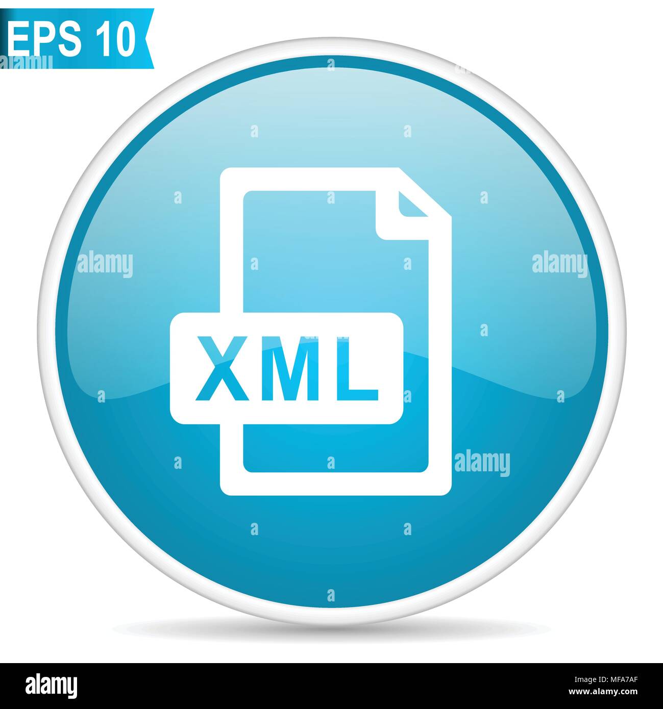 Xml file blue glossy round vector icon in eps 10. Editable modern ...