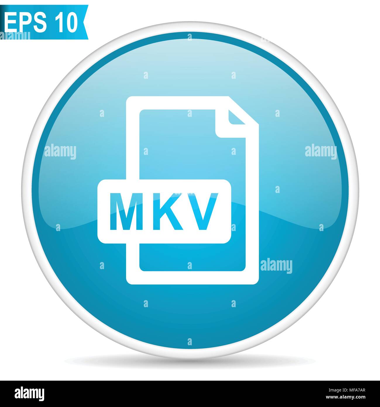 Mkv file blue glossy round vector icon in eps 10. Editable modern ...