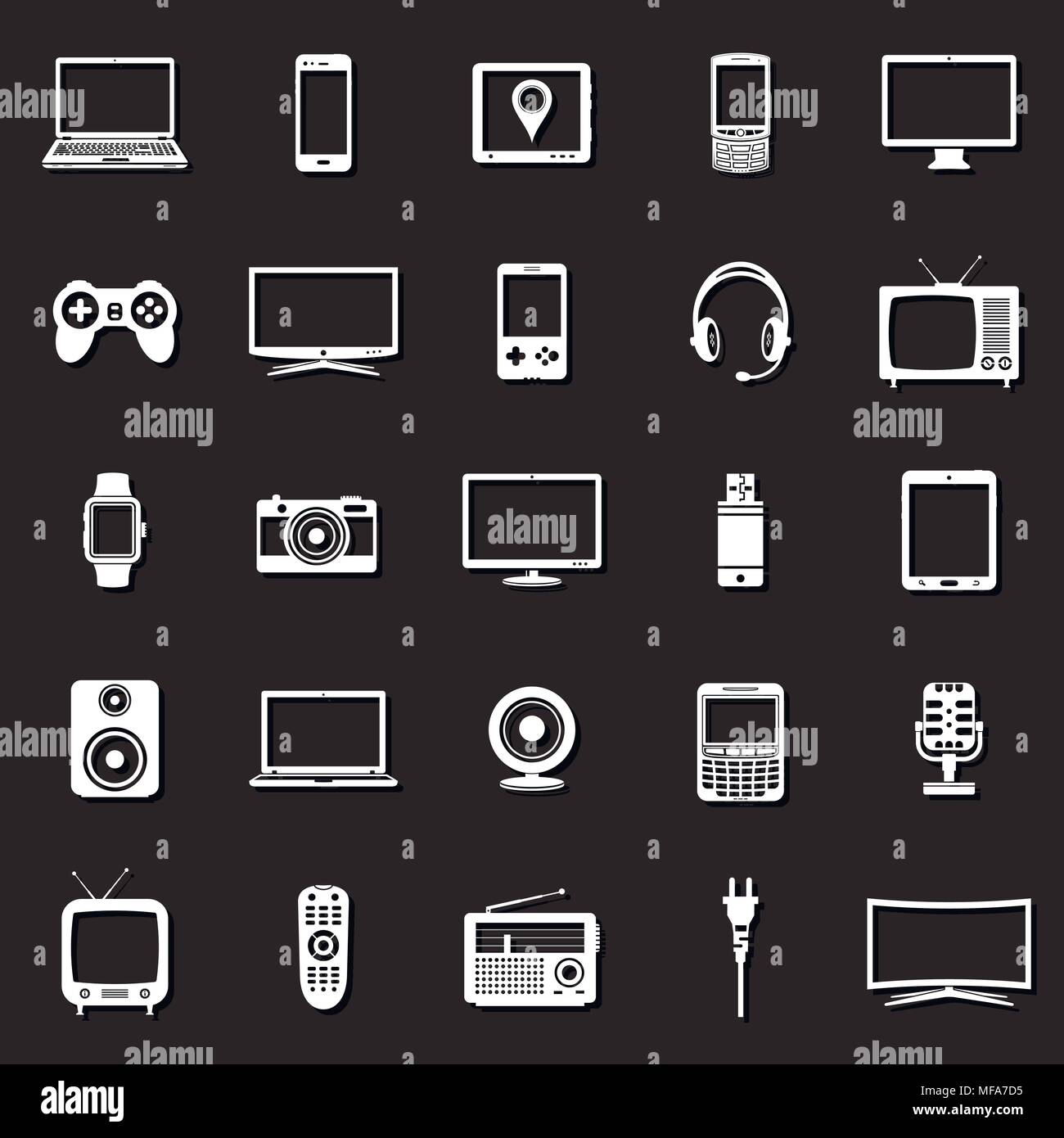 Modern and retro electronic devices, technology gadgets icons set ...
