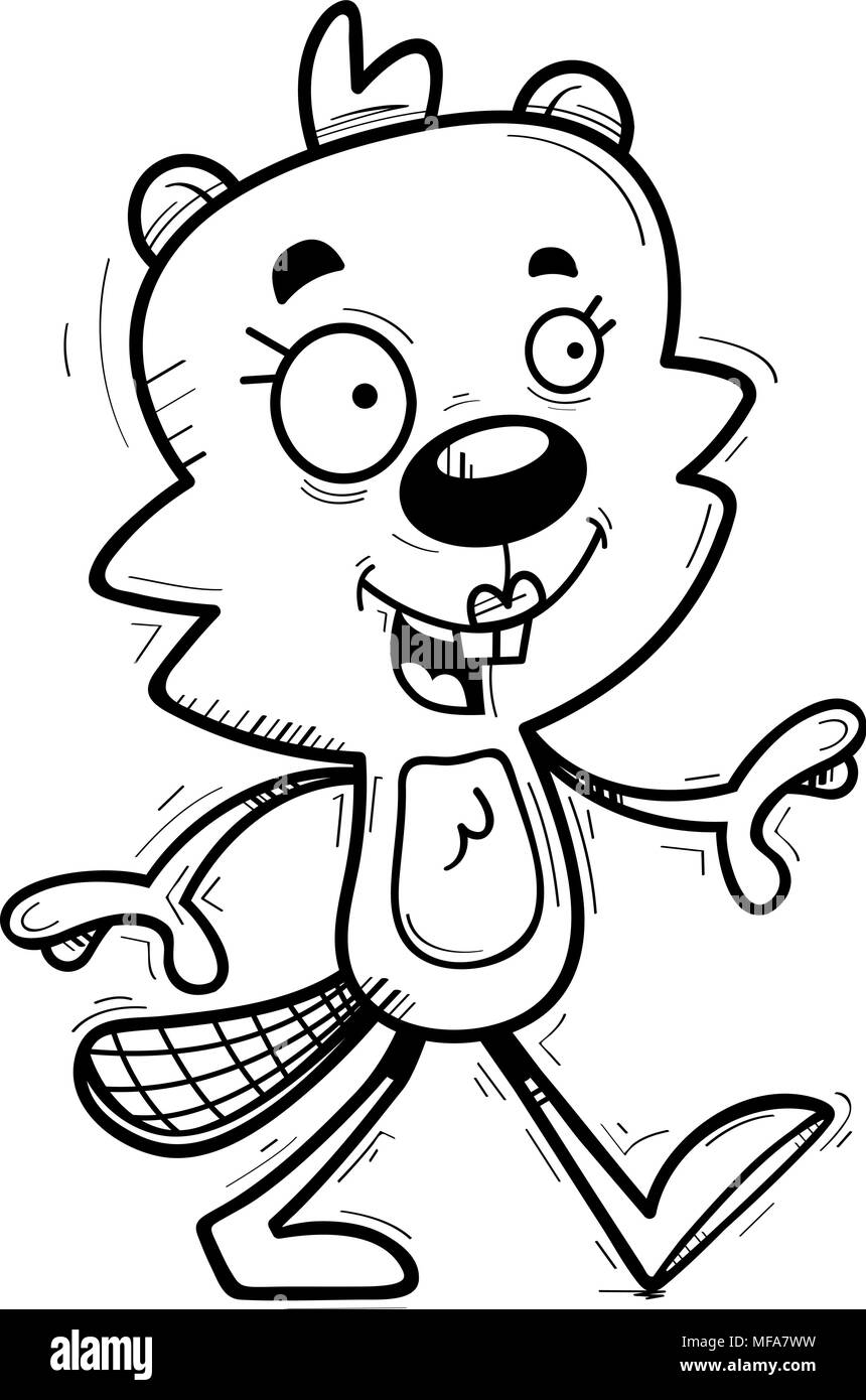 A cartoon illustration of a female beaver walking Stock Vector Image ...