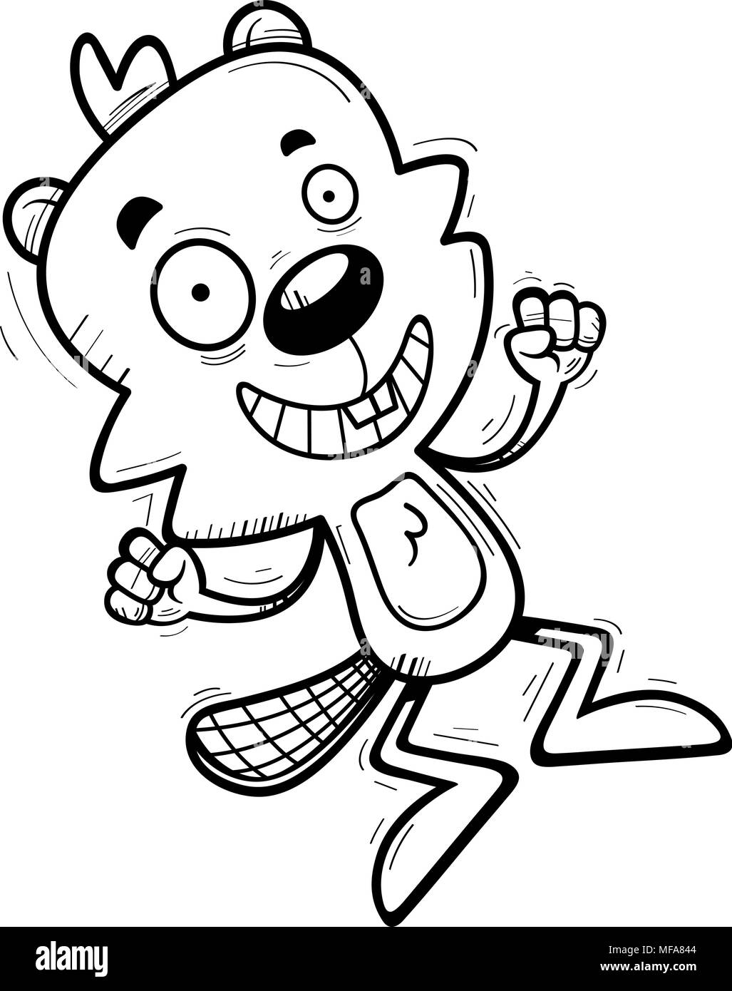 A cartoon illustration of a male beaver jumping Stock Vector Image ...