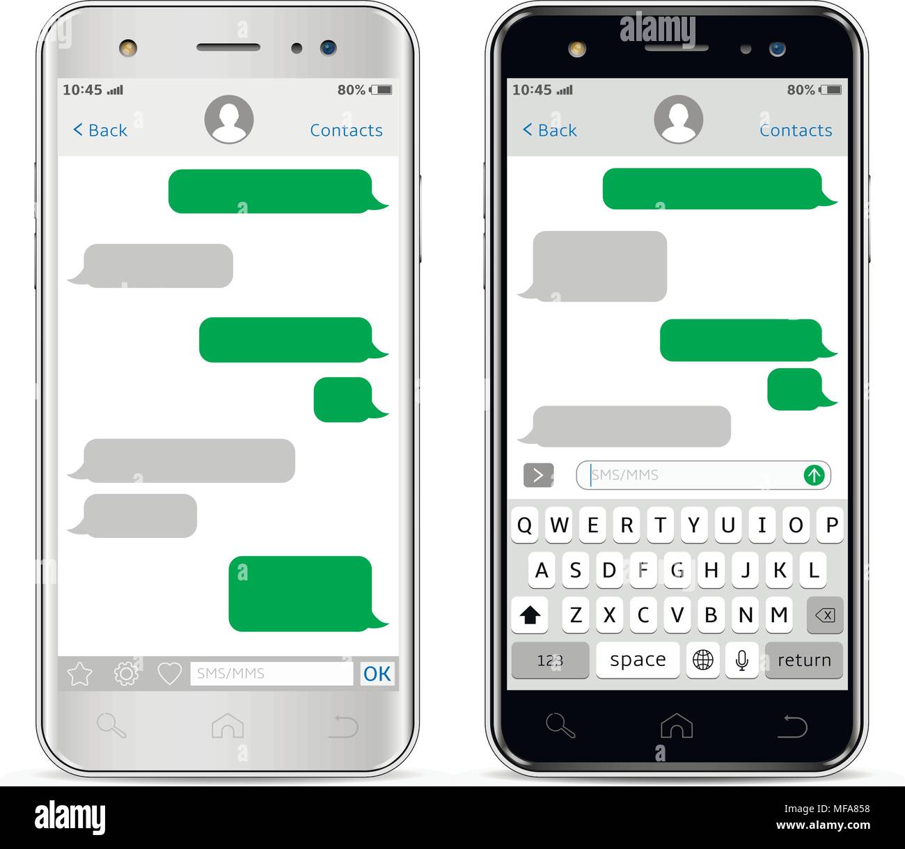 Mobile phones. Social network concept. Messenger windows. Chating and ...