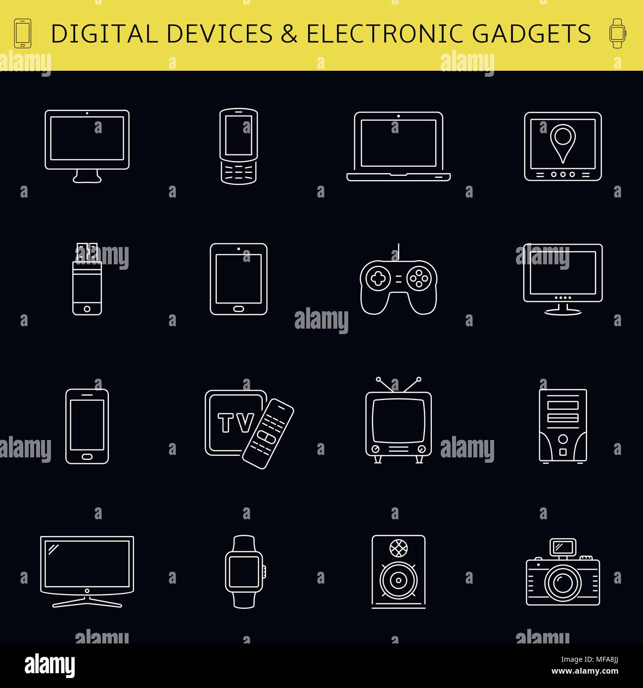 Mobile apps thin line Stock Vector Images - Alamy
