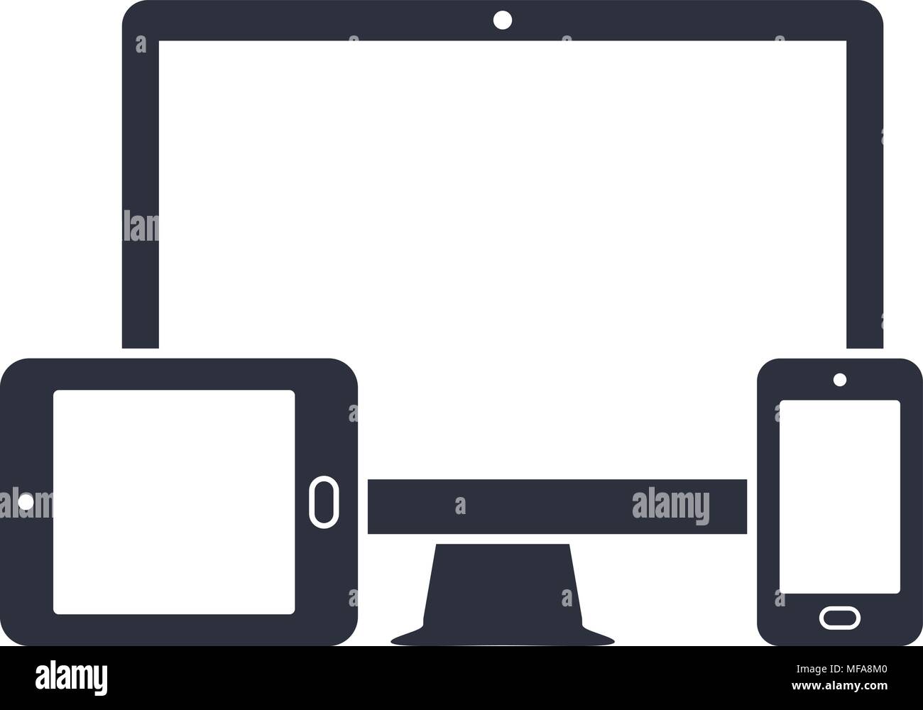 Device Icons: smart phone, tablet and desktop computer. Vector ...
