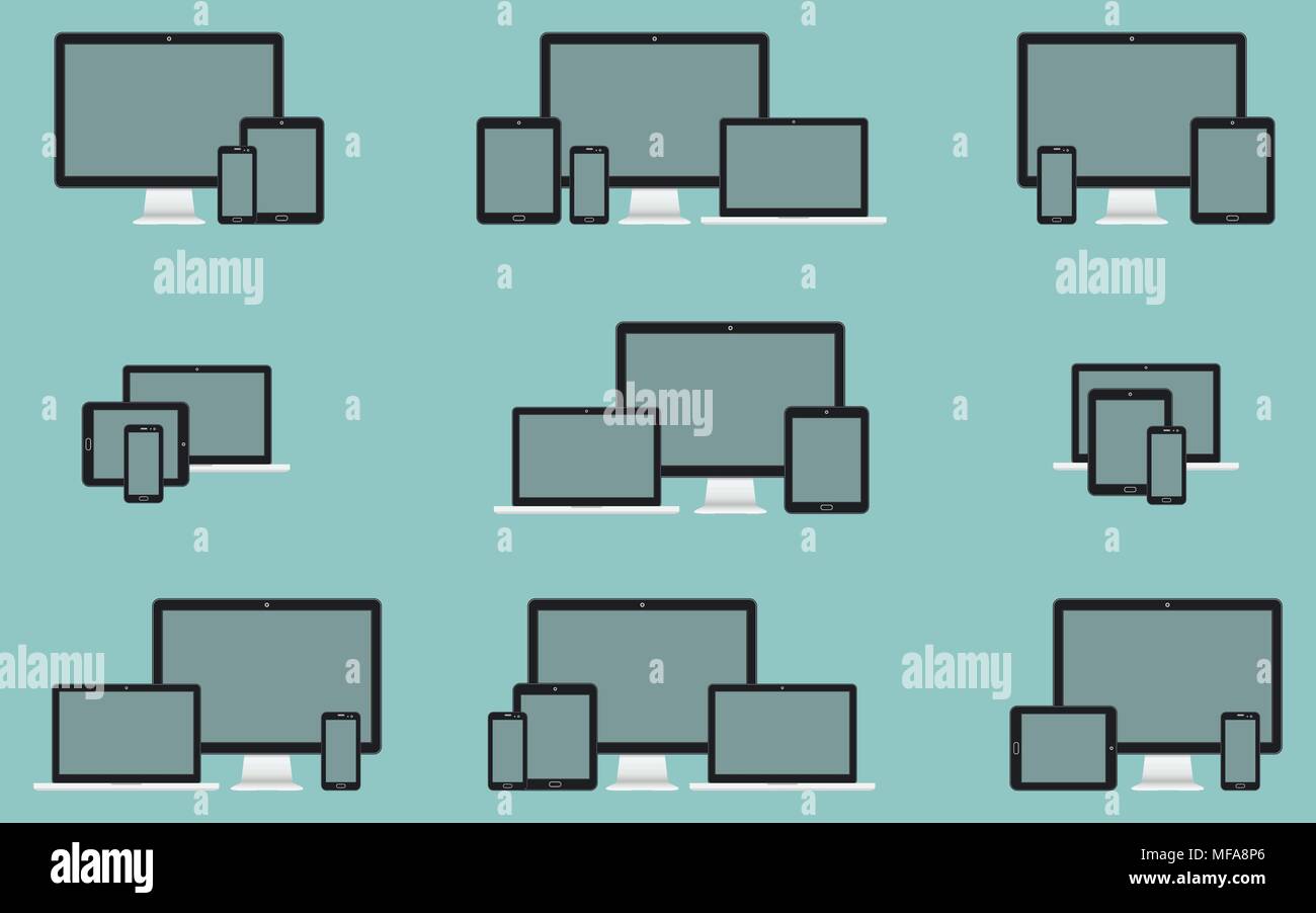 Set of modern technology devices template for responsive design ...