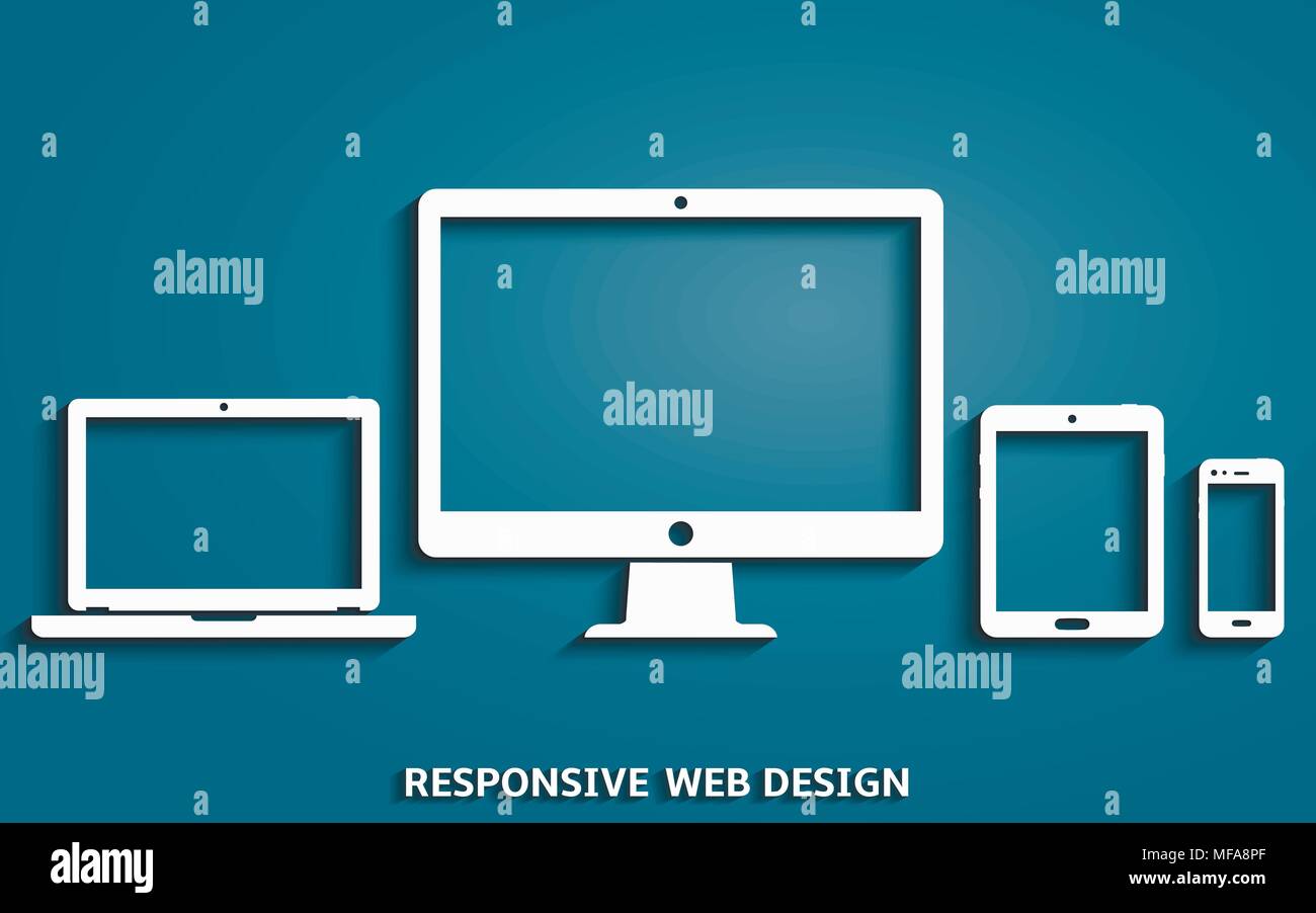 Device icons - desktop computer, laptop, smart phone and tablet. Vector ...