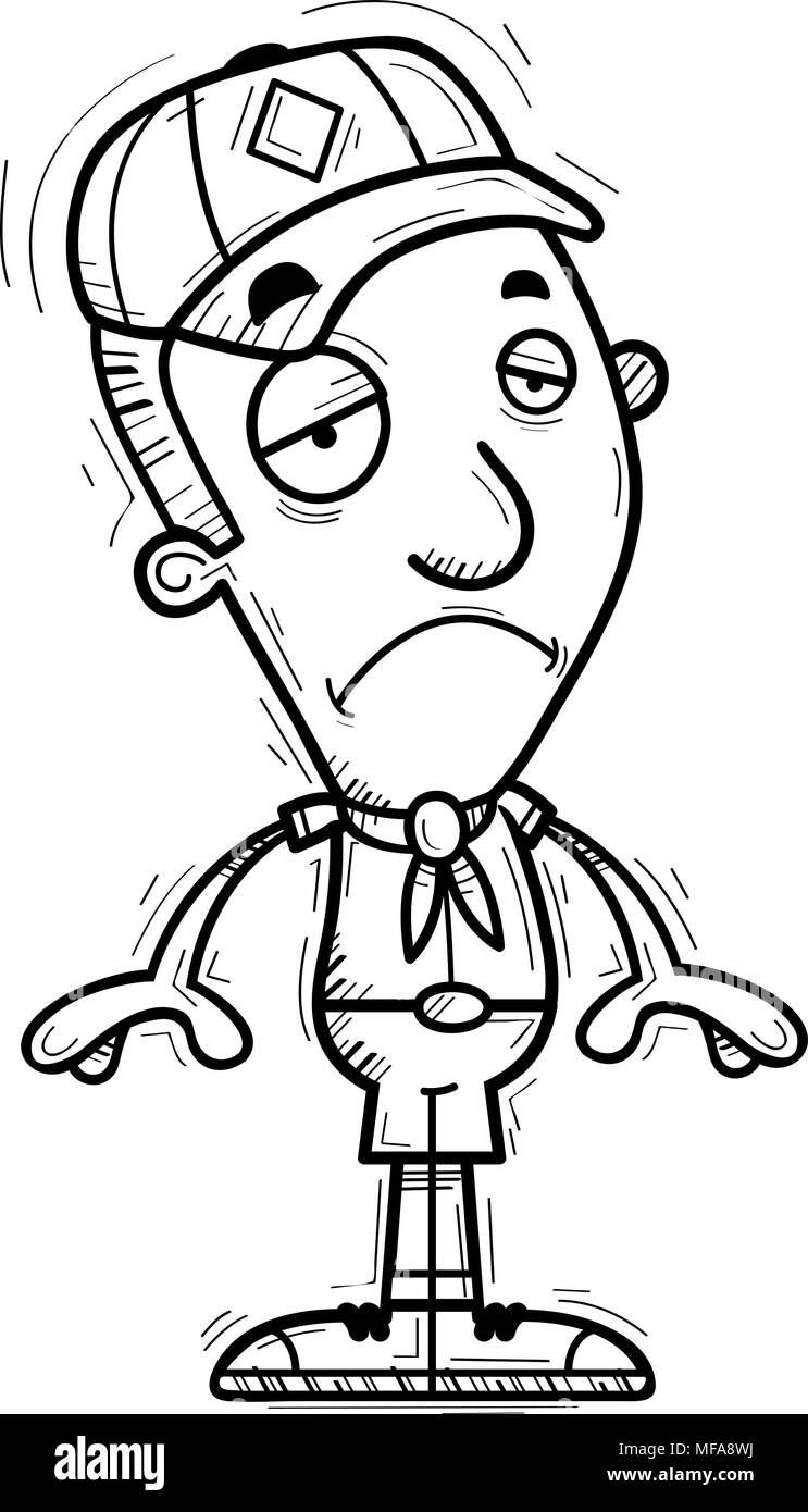 A cartoon illustration of a boy scout looking sad Stock Vector Image ...