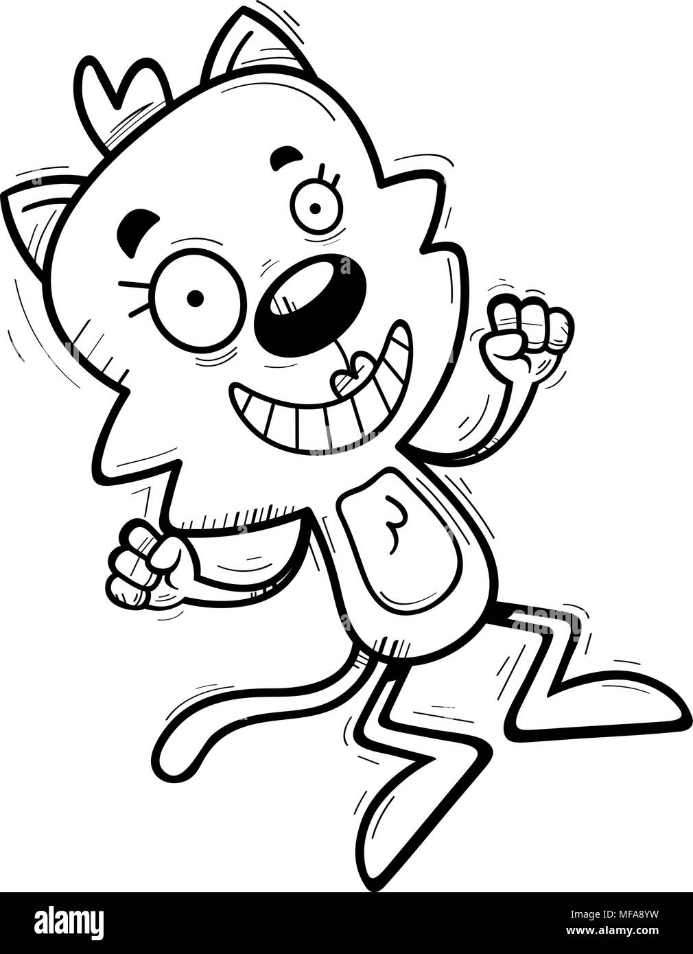 Cat Pouncing Lineart