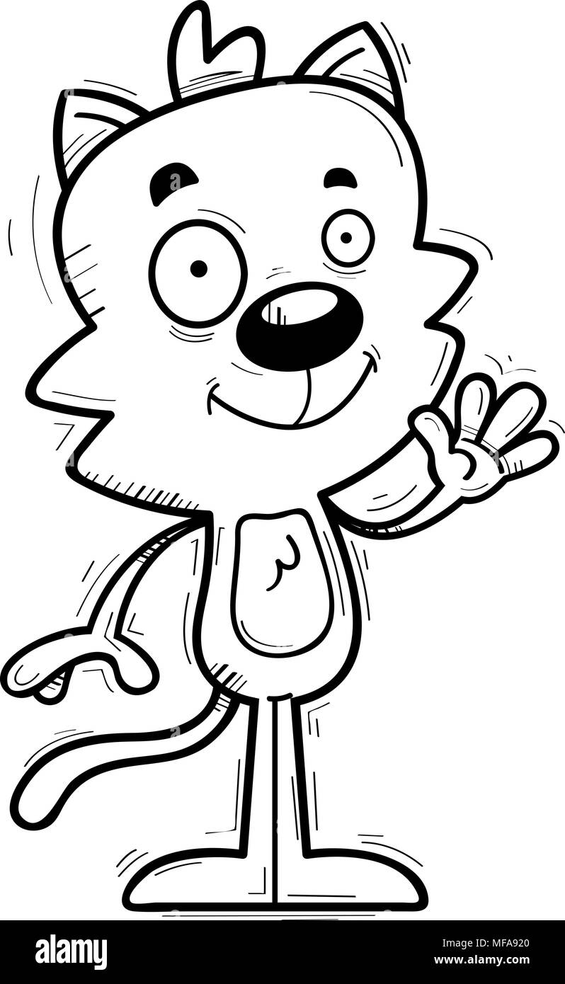 A cartoon illustration of a male cat waving Stock Vector Image & Art ...